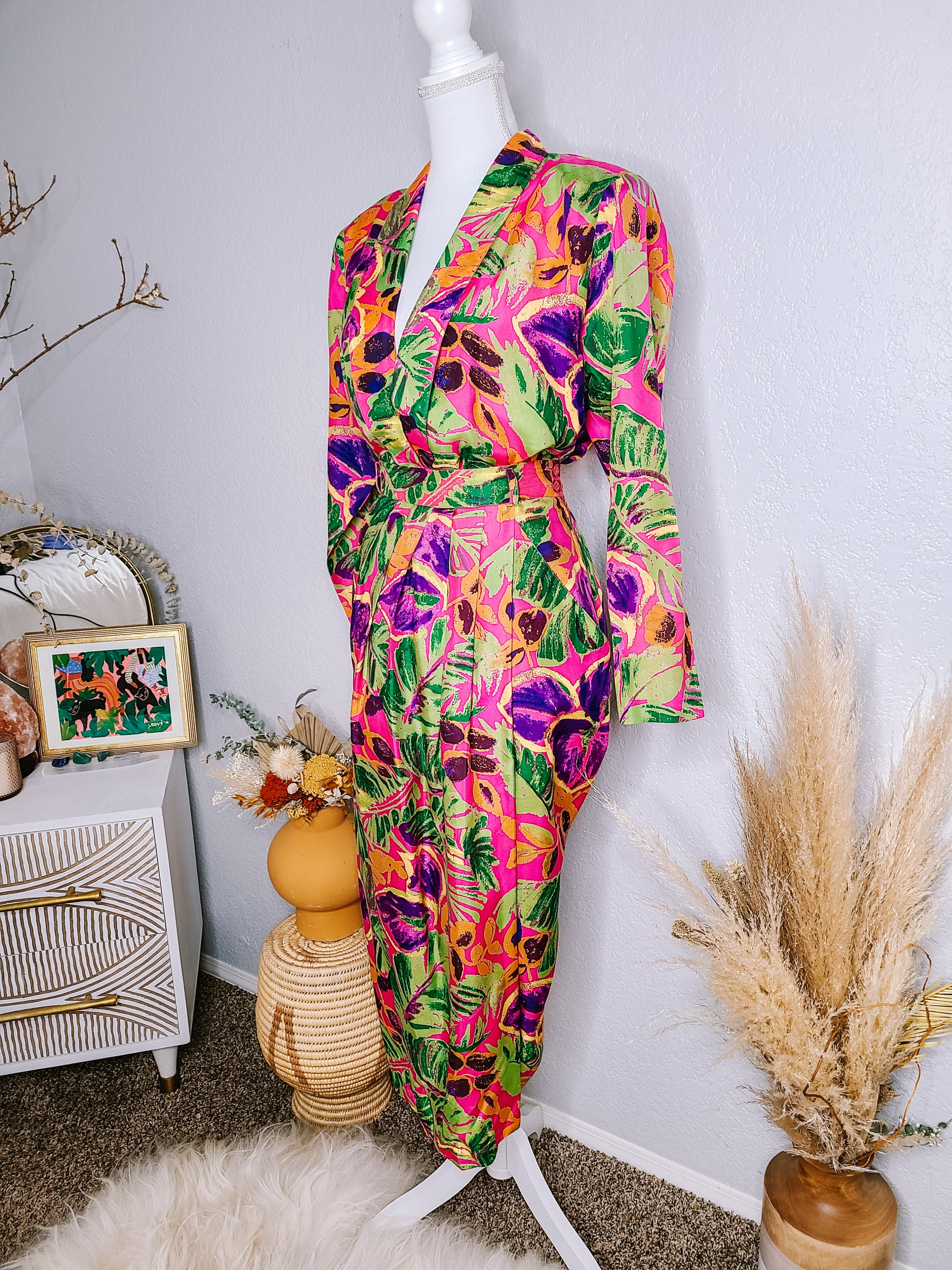 Vintage 80's Colorful Silk Pant Suit by Restless Clothing | Shop THRILLING