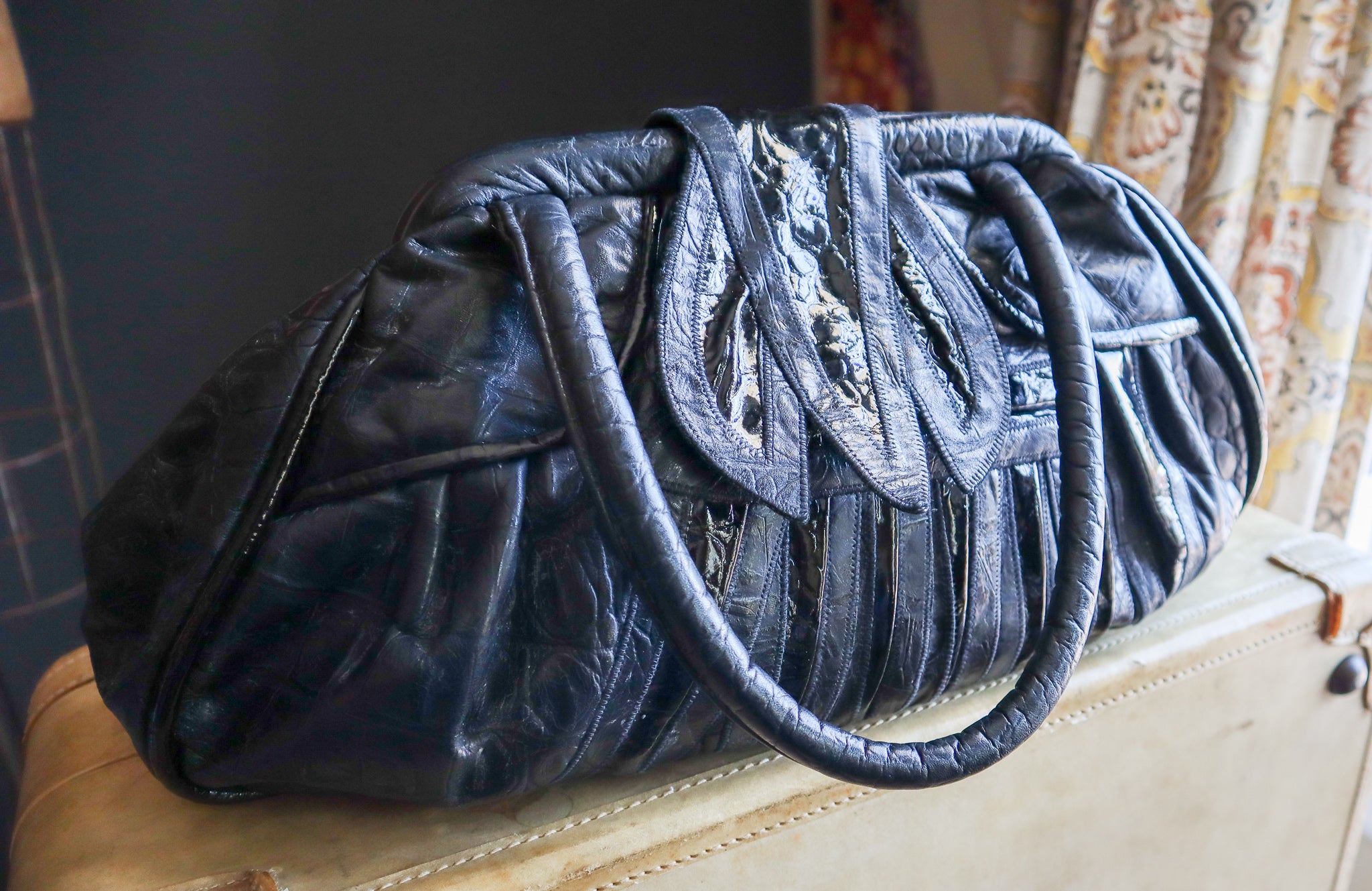 Vintage 70s/80s Oversized Embossed Patchwork Leather Purse | Shop THRILLING
