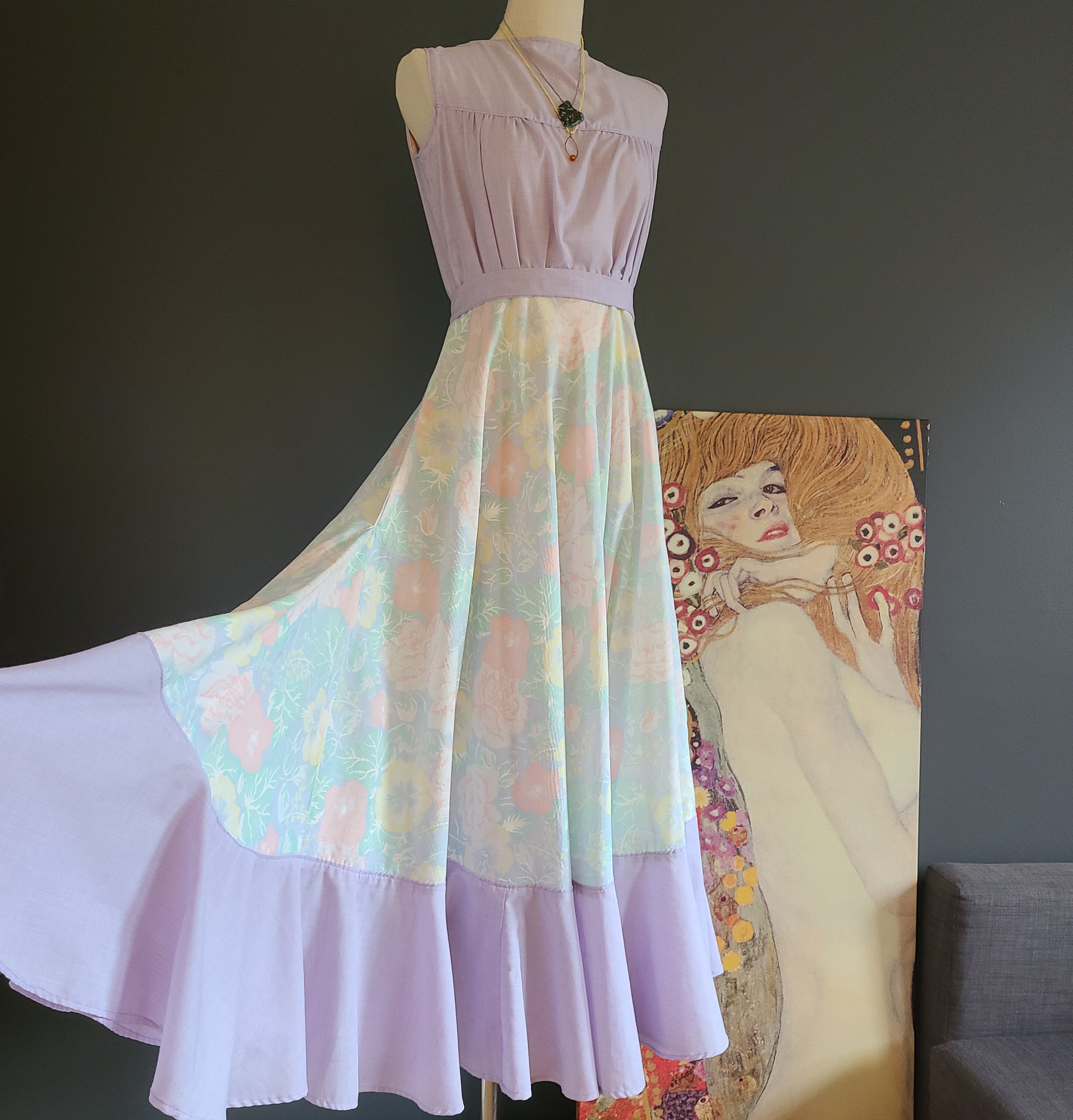 Vintage 70's Flowing Lilac Apron Prairie Dress | Shop THRILLING