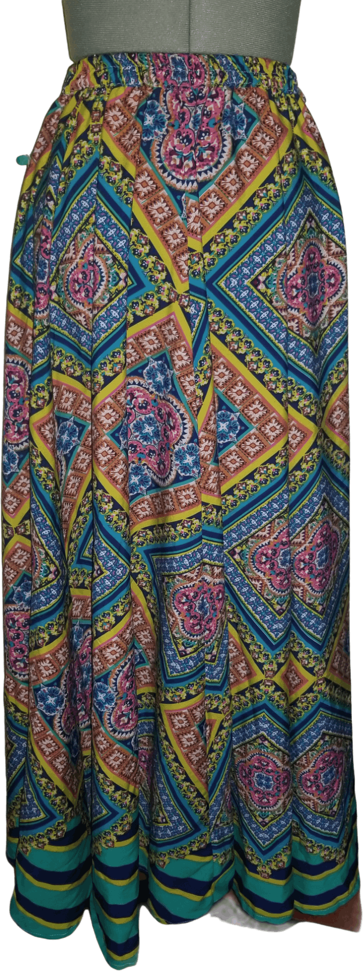 Vintage Silky Polyester Bohemian Circle Maxi Skirt by Mix Nouveau ...