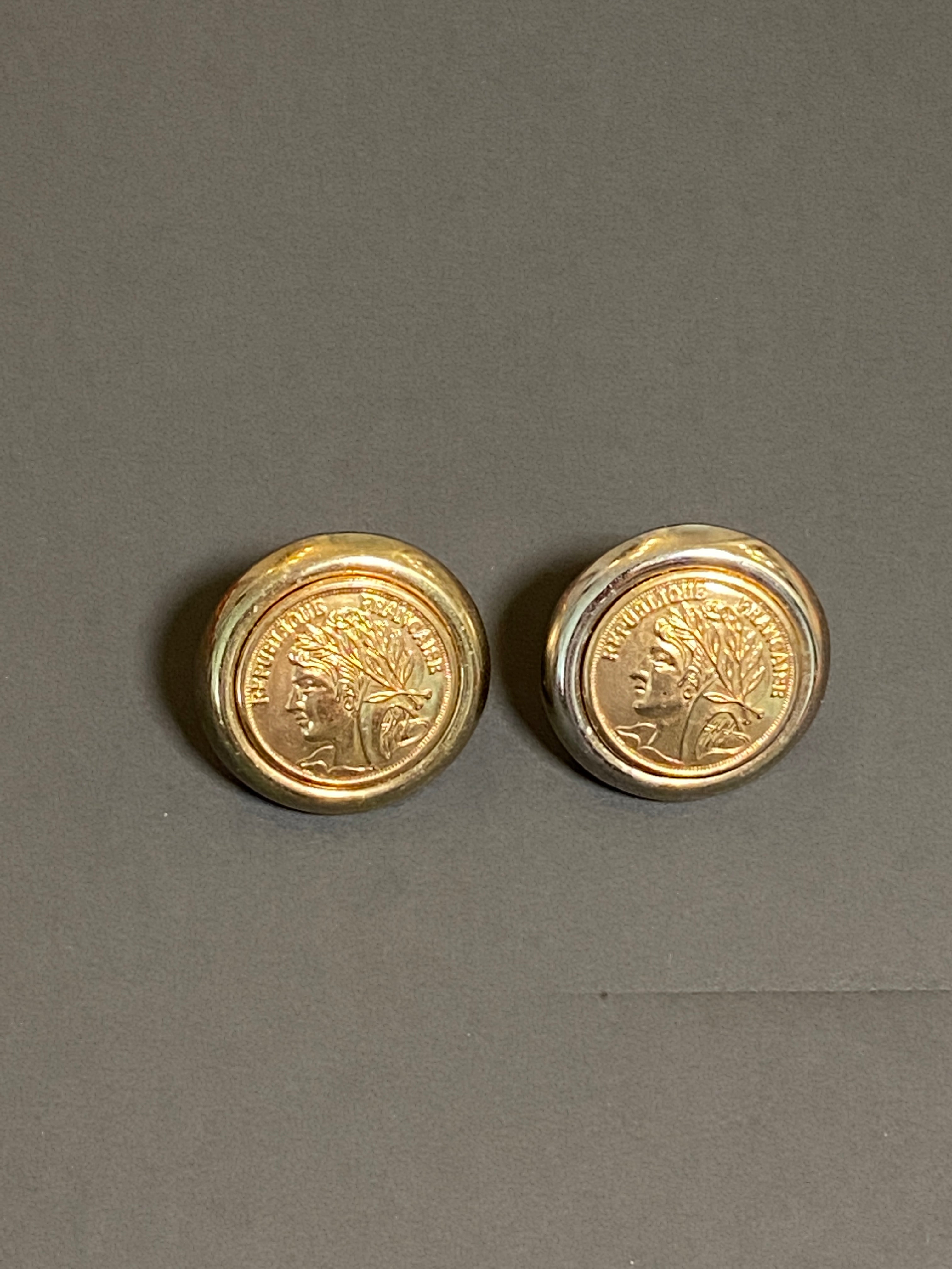 Vintage 70s/80s Gold And Silver Tone Hollow Coin Metal Studs By ...