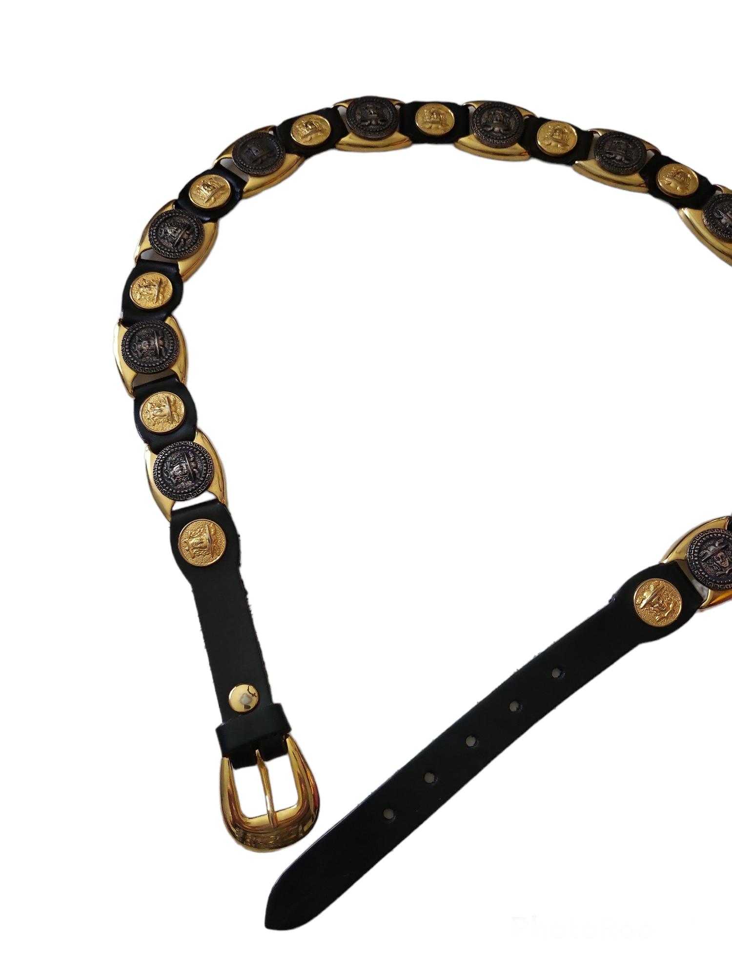 Vintage 80s Black Leather Medallion Statement Belt By Milos | Shop ...