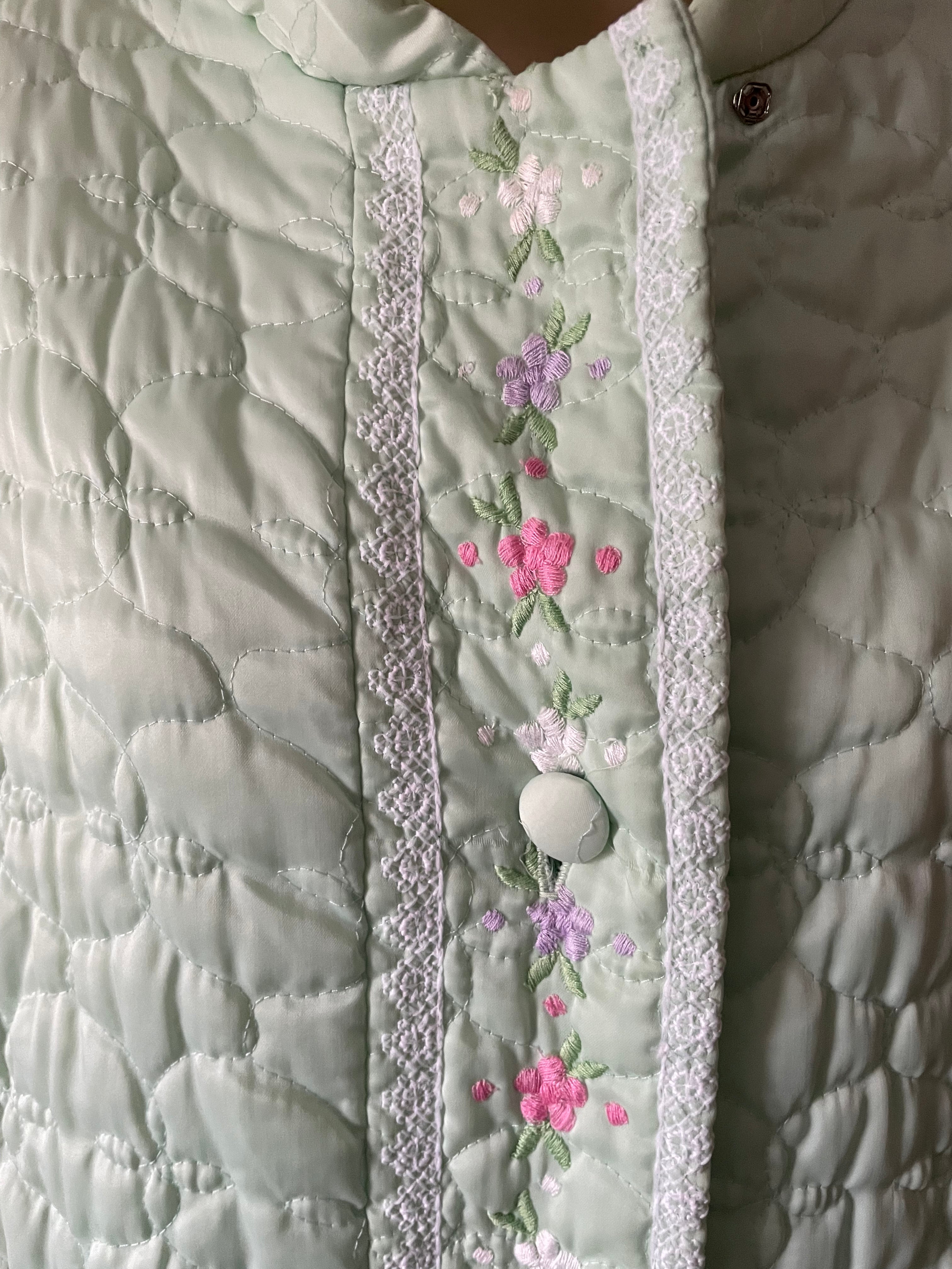 Vintage 70s Mint Green Quilted Robe By Sears | Shop THRILLING