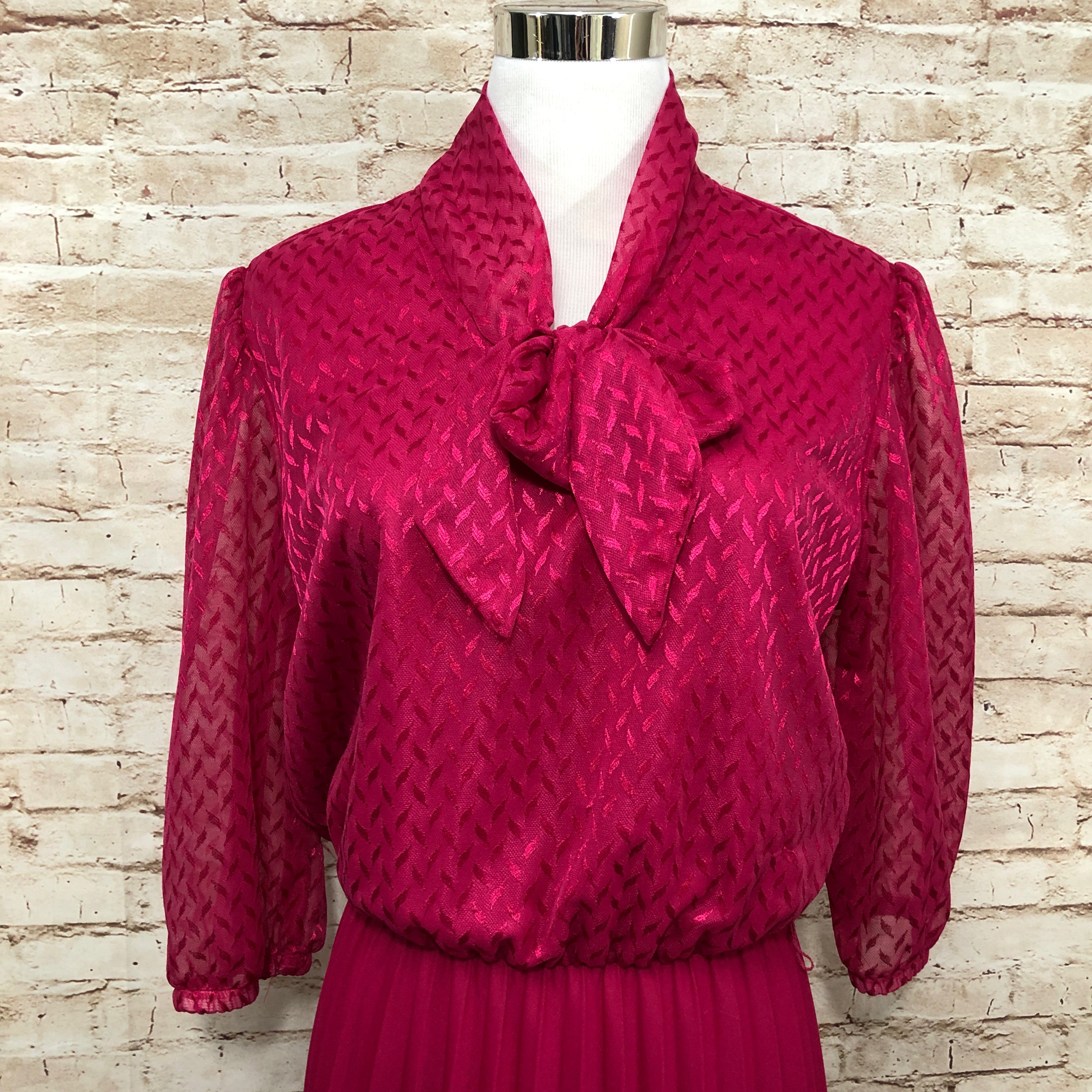 Vintage Pleated Secretary Sheer Dress Pussycat Bow by Studio 36 | Shop ...