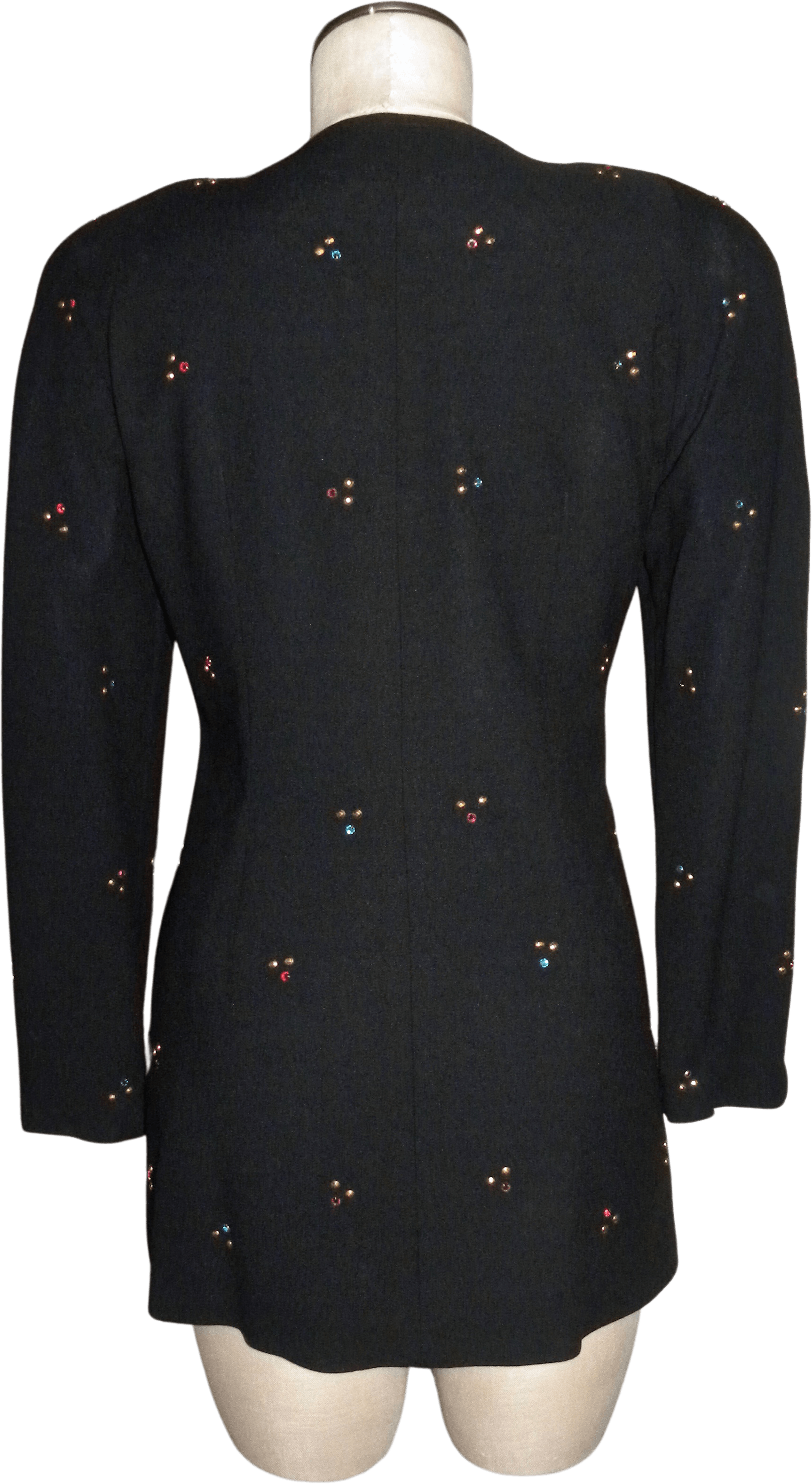 Vintage 80's Black Fitted Blazer with Colorful Rhinestones by Criscione ...