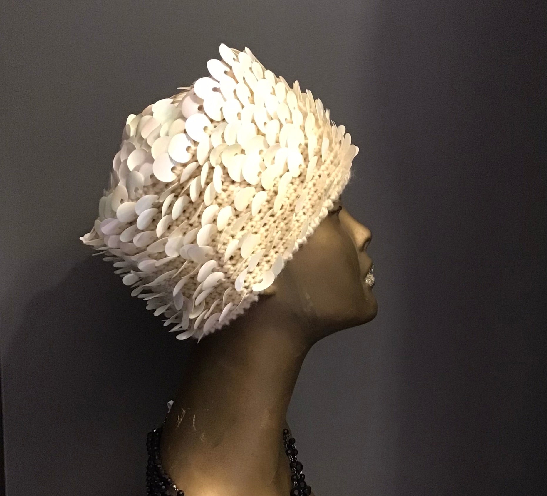 Vintage 60s Knit Hat With Iridescent Sequence | Shop THRILLING