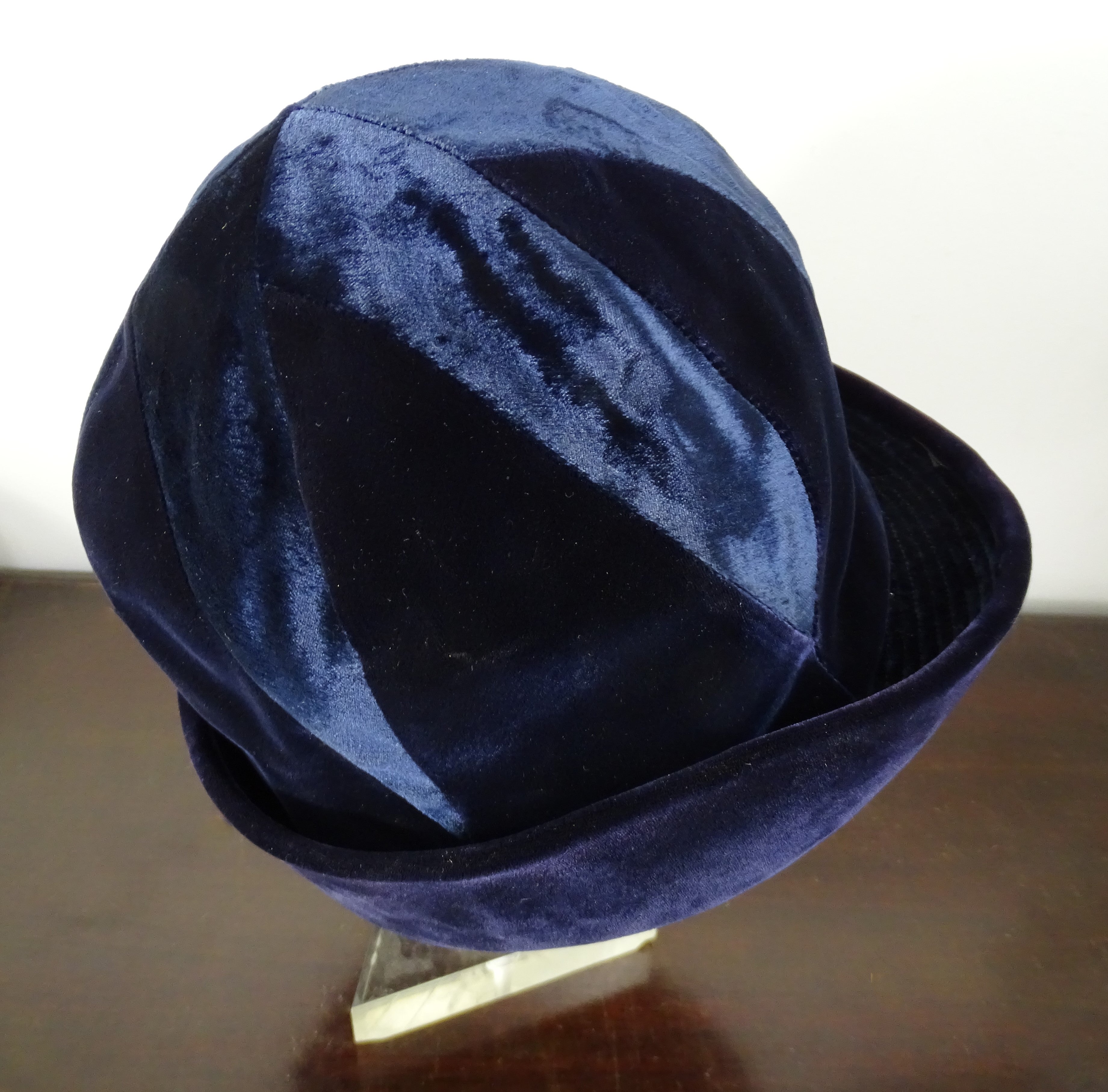 50s/60s Vintage Blue Velvet Striped Cloche Bucket Hat By Du Monde ...