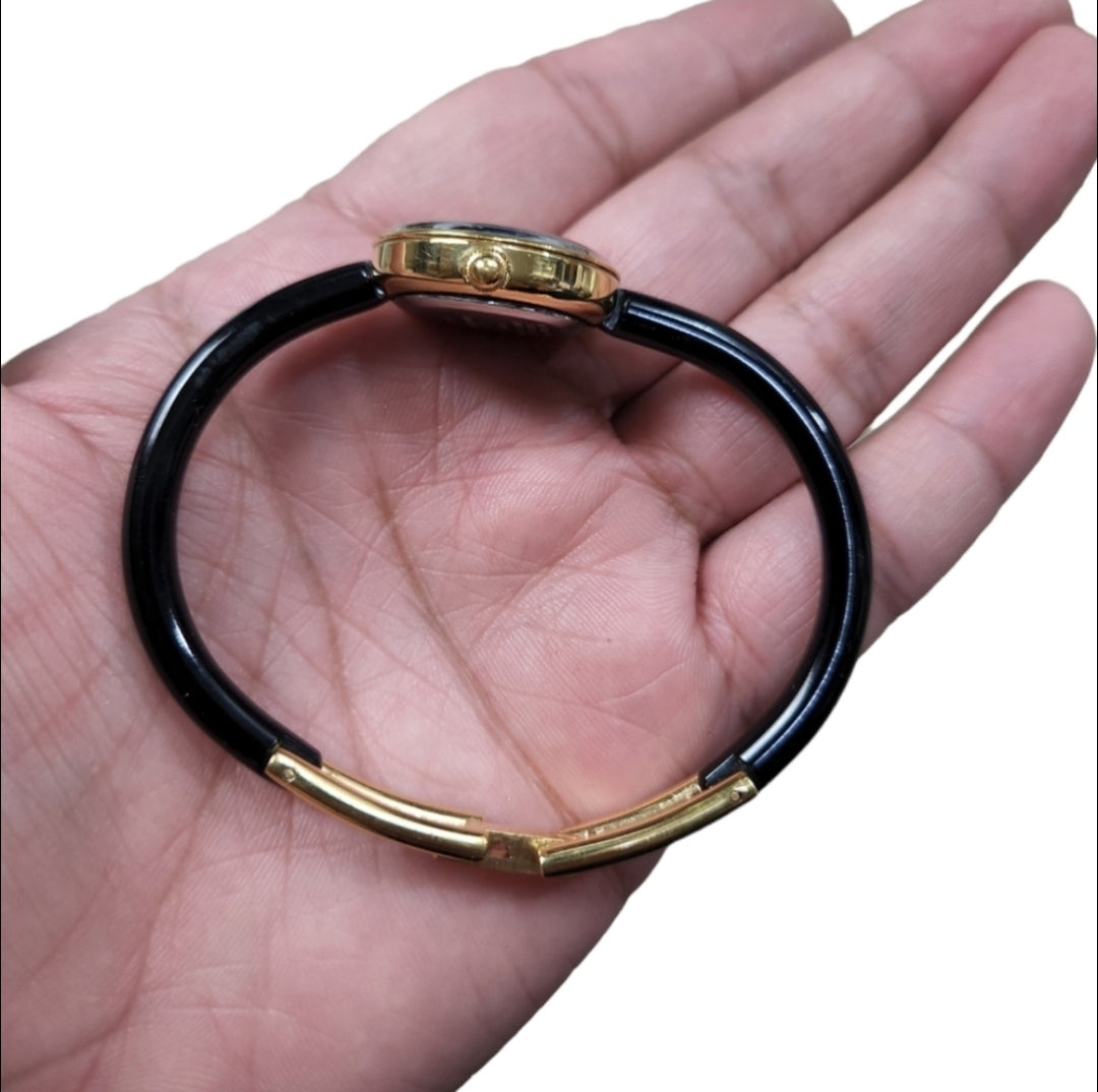 80s Vintage Anne Klein Ii Gold Toned Black Band Watch By Anne Klein Ii ...