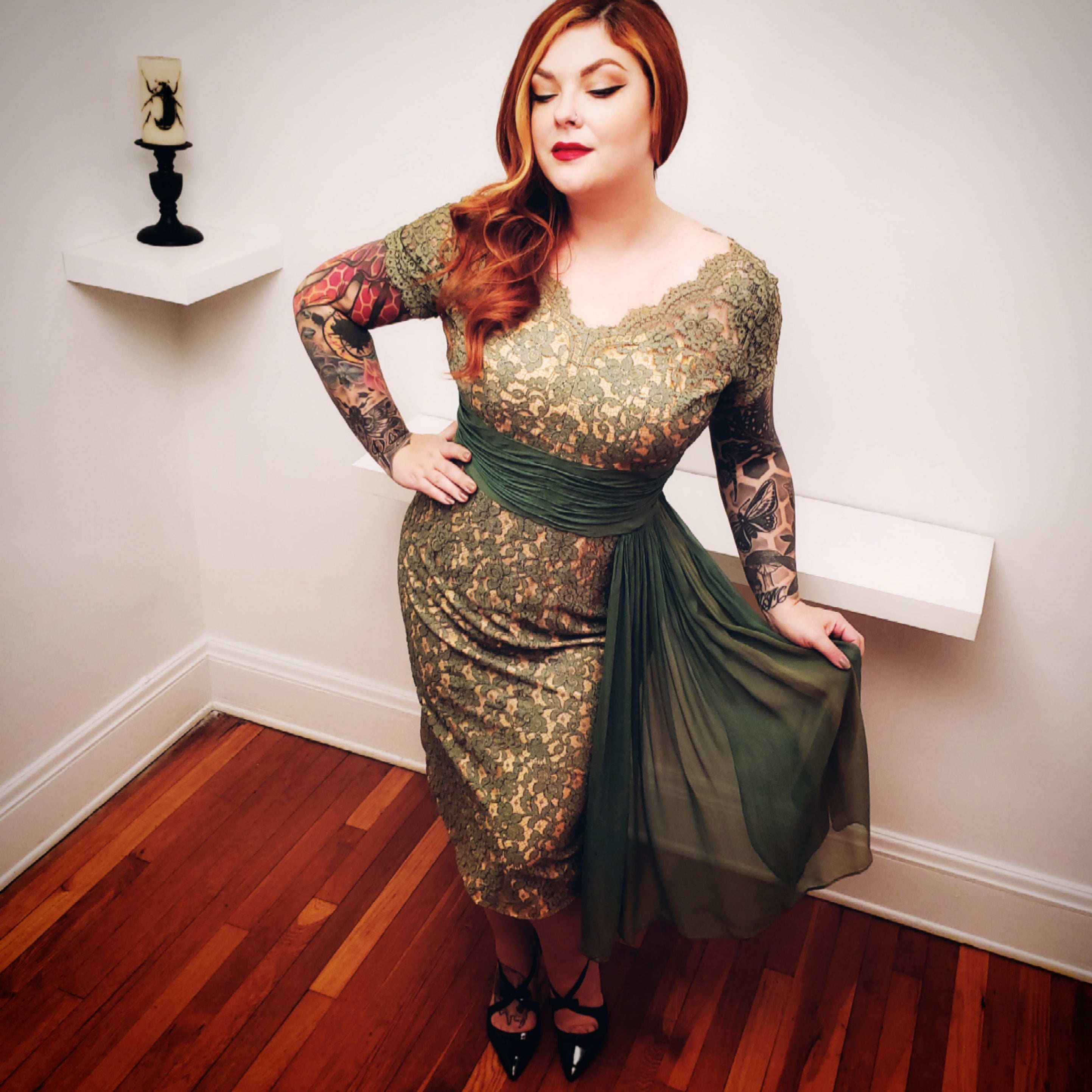 Vintage 50s Volup Lace Wiggle Dress By A Norman Original | Shop THRILLING