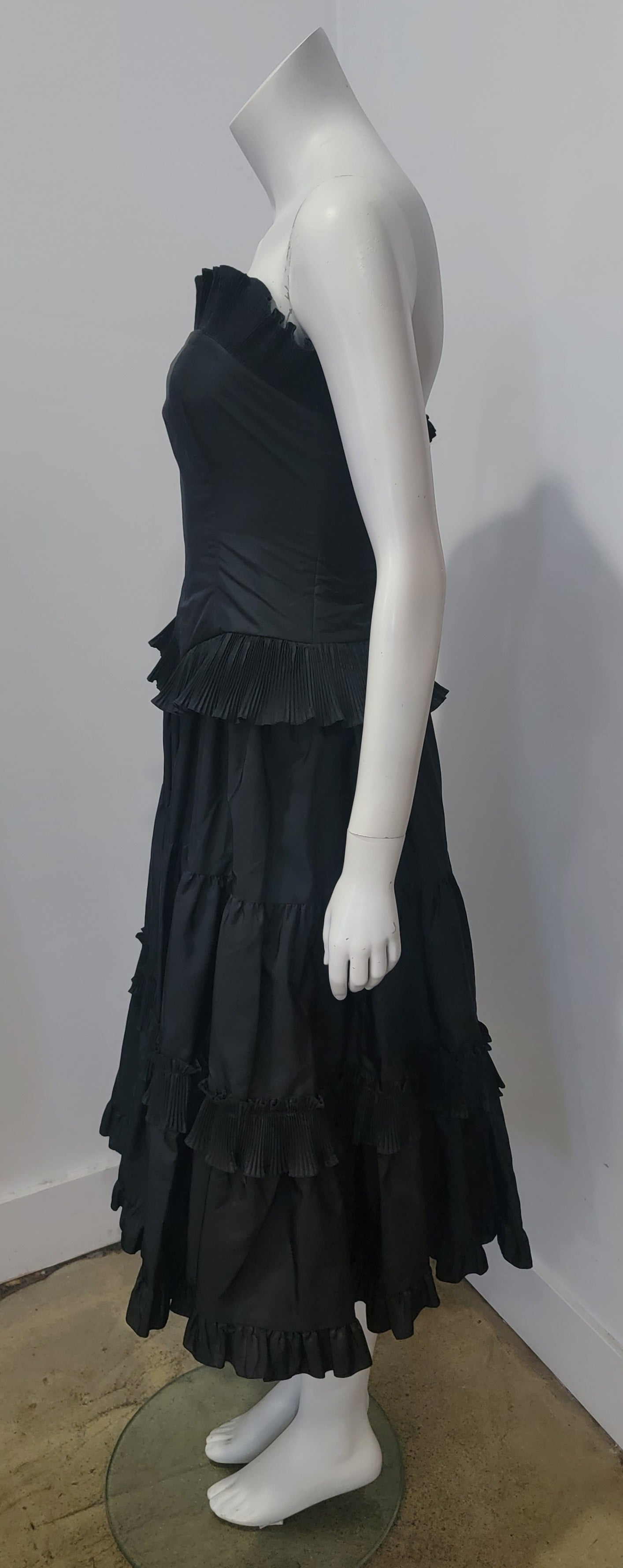Vintage 80s Sue Wong Taffeta Pleated Ruffle Tiered Midi By Cee Gee ...