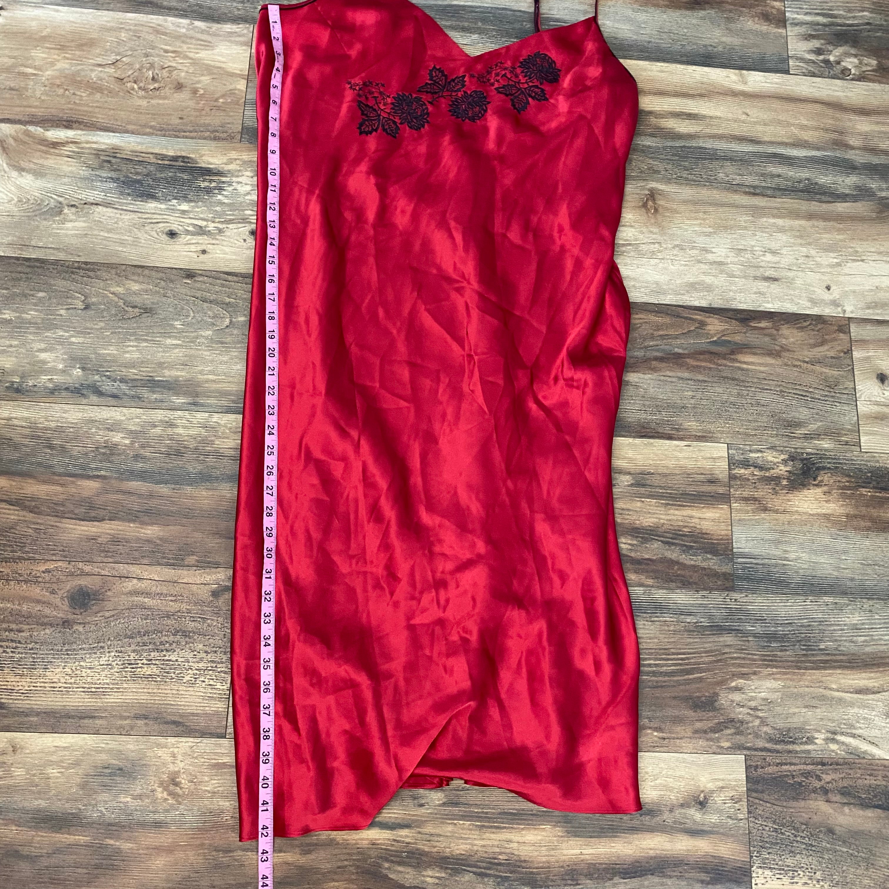 80s/90s Vintage Halston Slip Dress Satin Midi Red Size 3 X By Halston ...