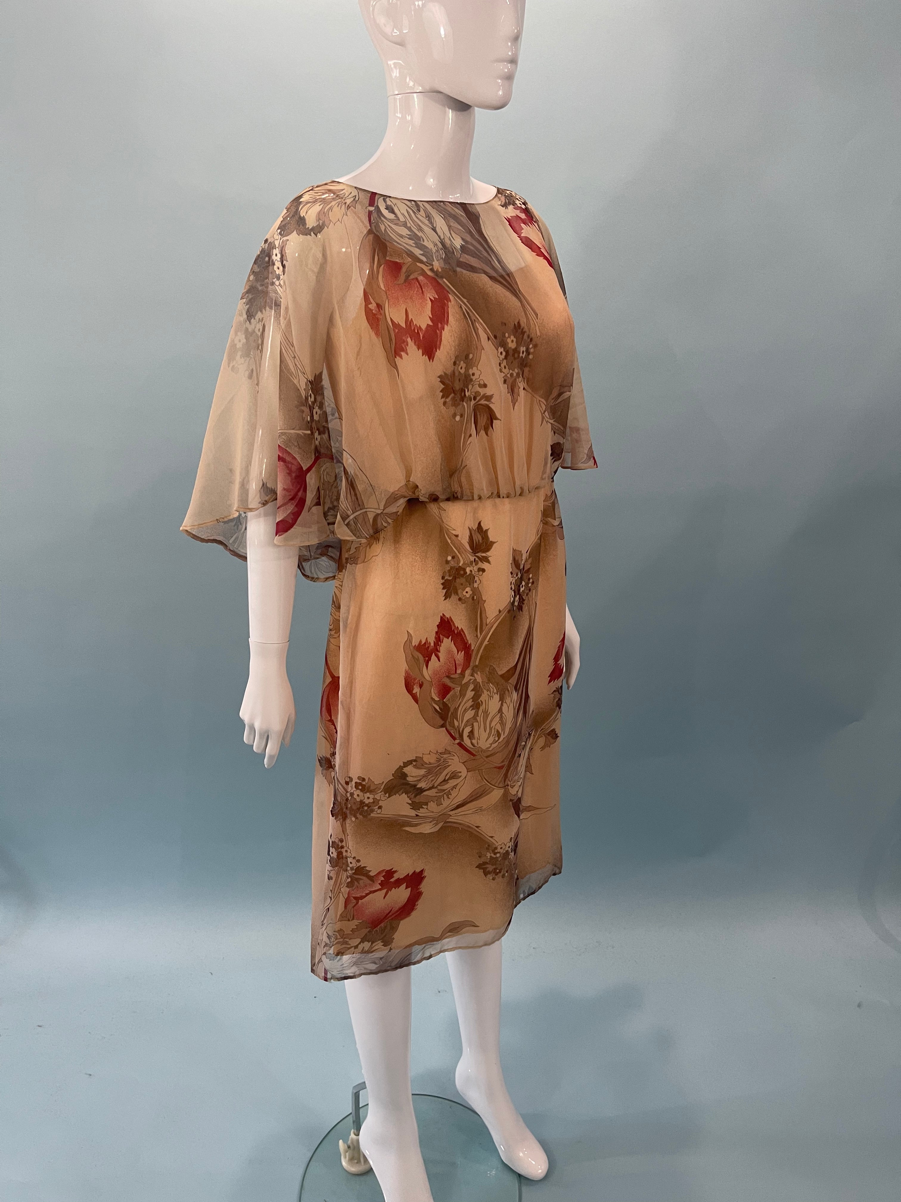 Vintage 70s Floral Maxi Dress With Pancho Top | Shop THRILLING