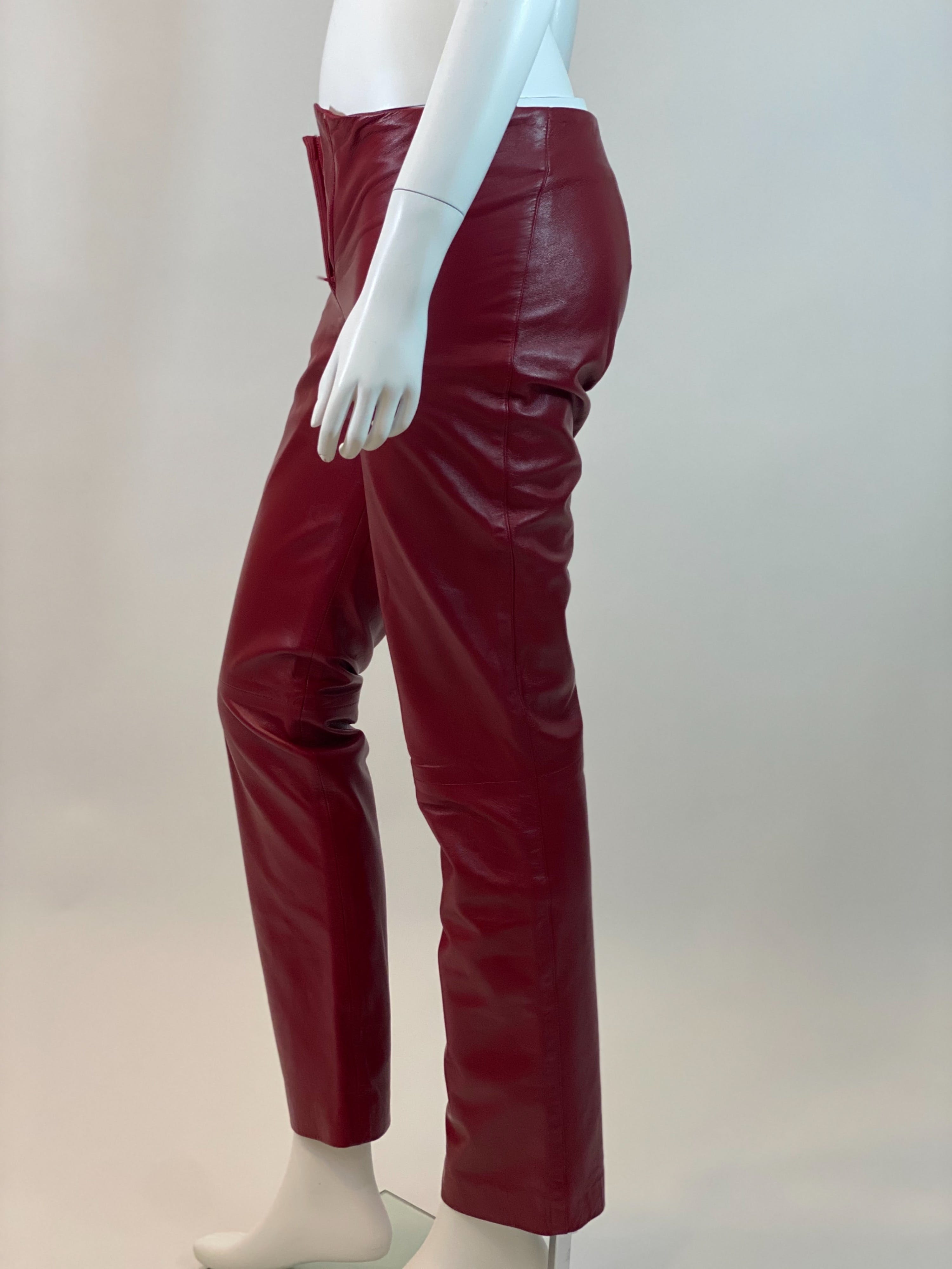 Vintage Dark Red Leather Pants by Variazioni | Shop THRILLING