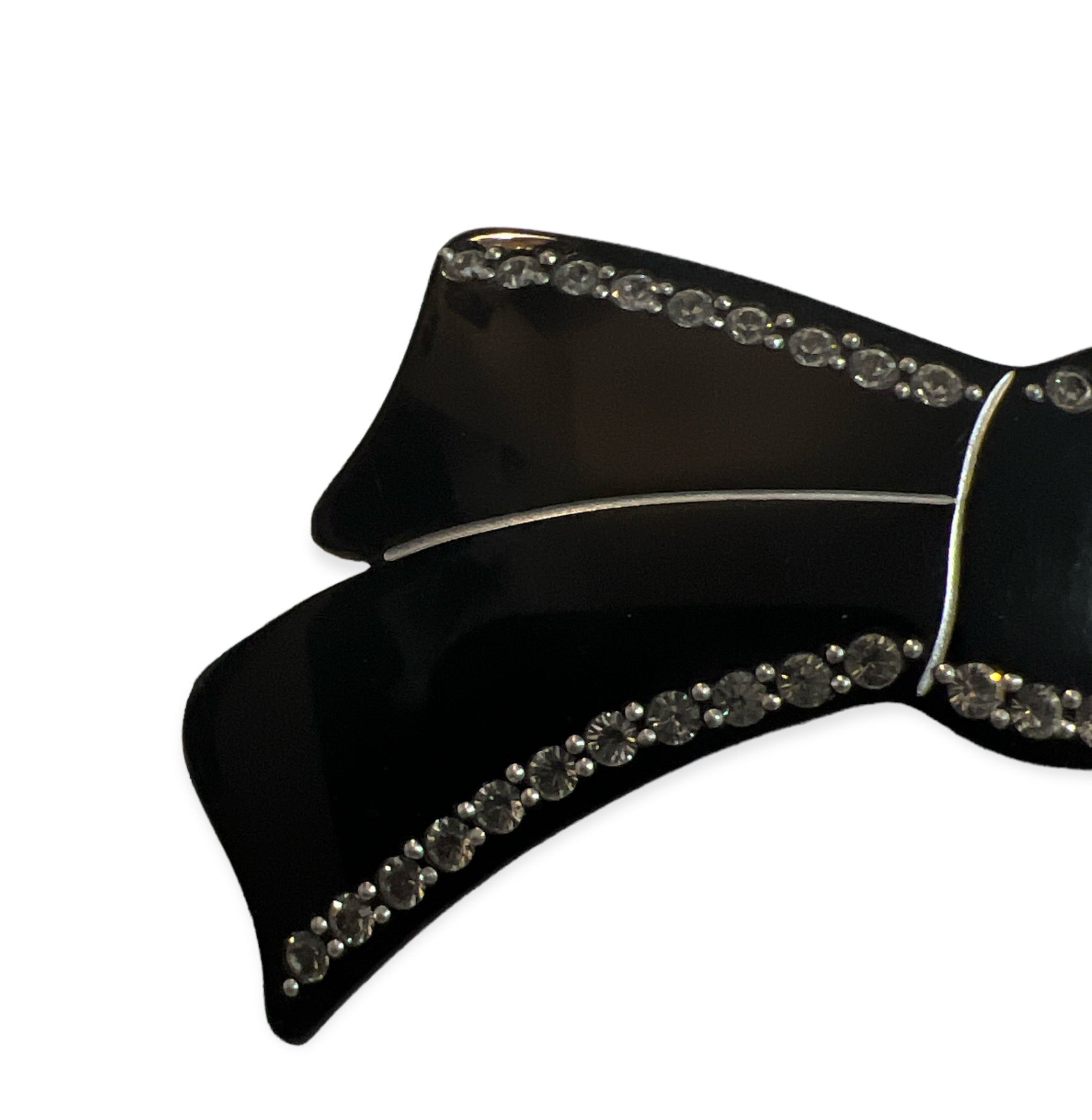 Vintage 70s/80s Black Rhinestone Bow Barrette Handmade In France | Shop ...