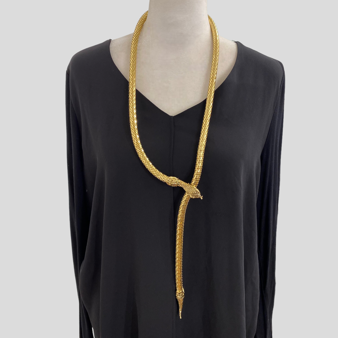 Vintage 60s/70s Gold Mesh Chainmail Snake Lariat Necklace Or Belt By ...