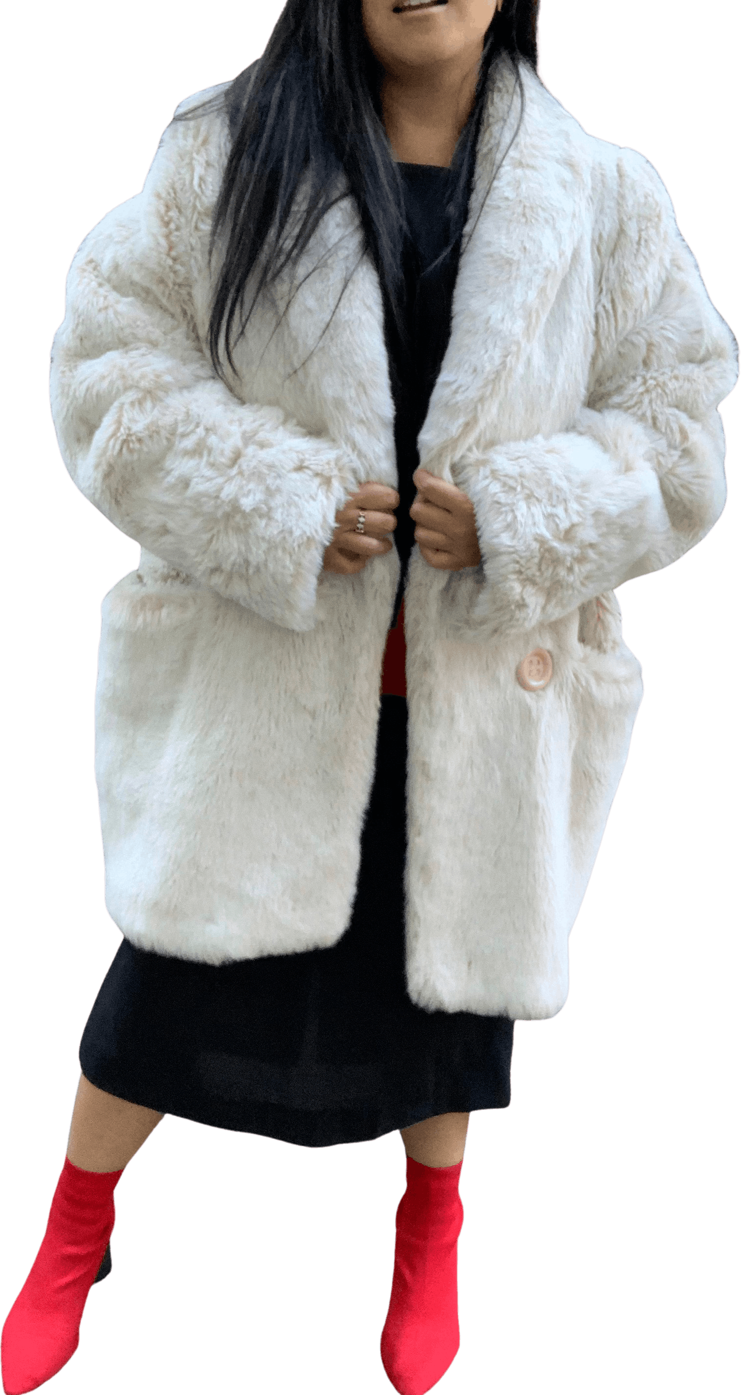 Vintage Open Front Off White Faux Fur Coat | Shop THRILLING
