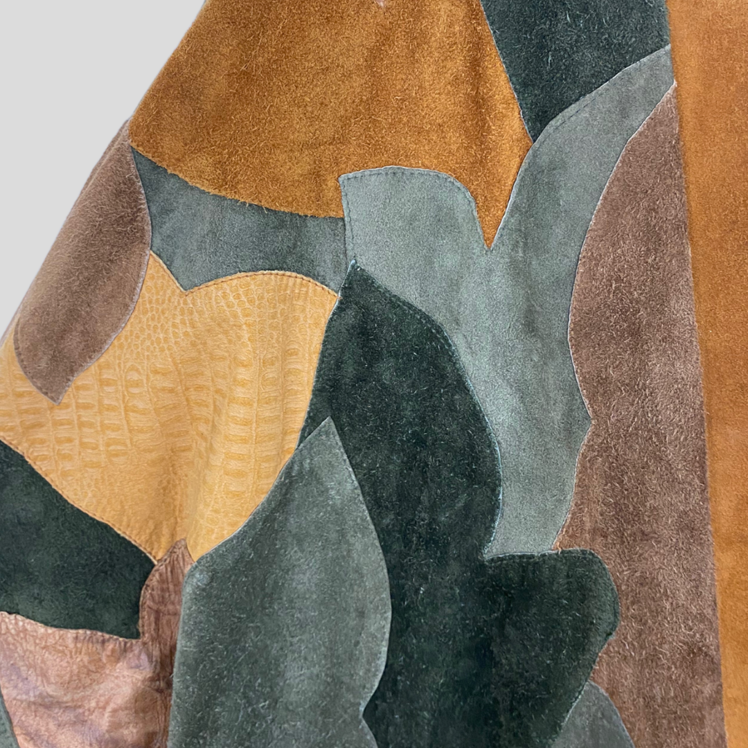Vintage 70s/80s Abstract Leather Suede Patchwork Bomber Jacket | Shop ...