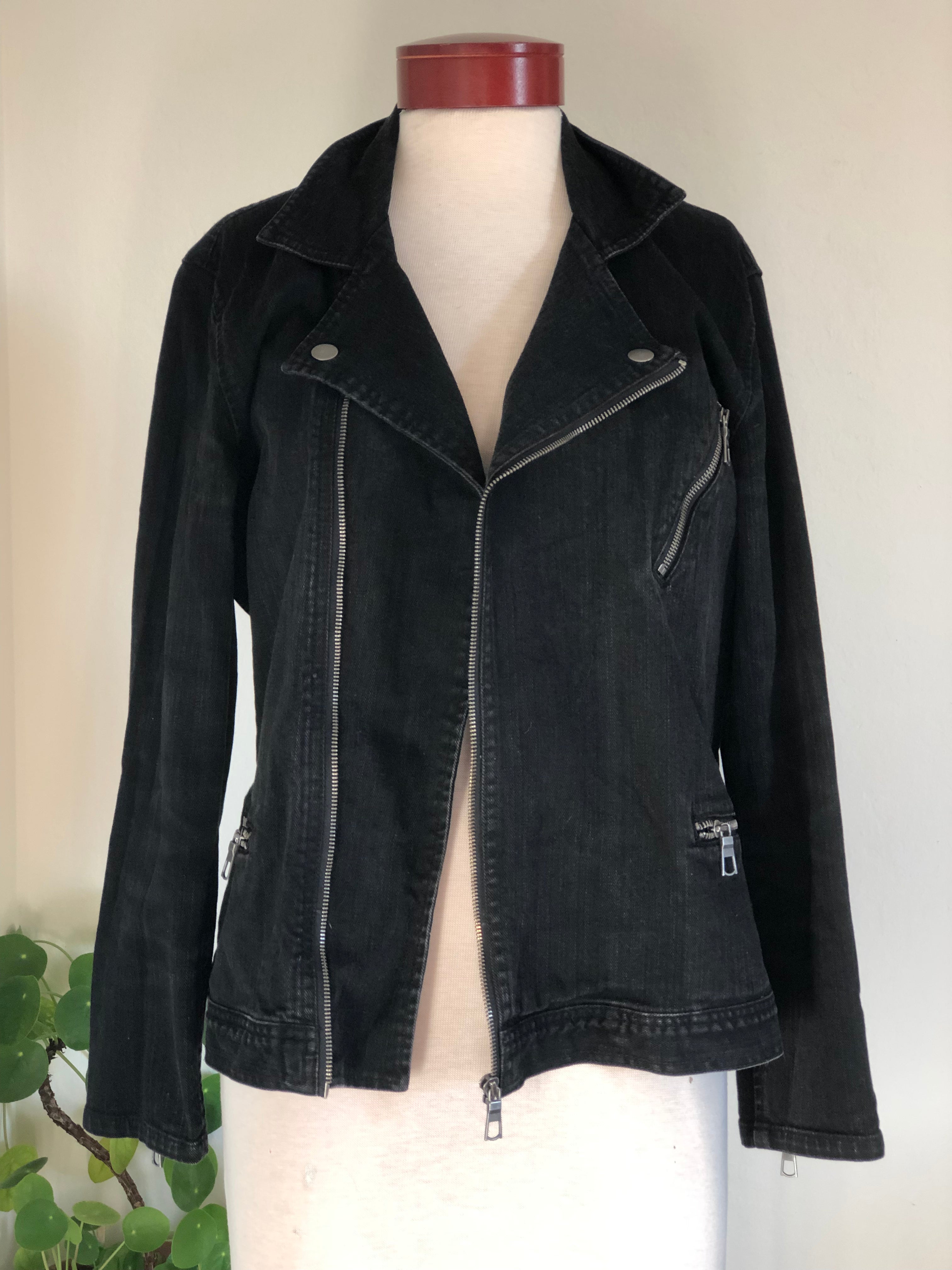 90s/00s 90s Vintage Black Denim Motorcycle Jacket Biker By Chico's ...