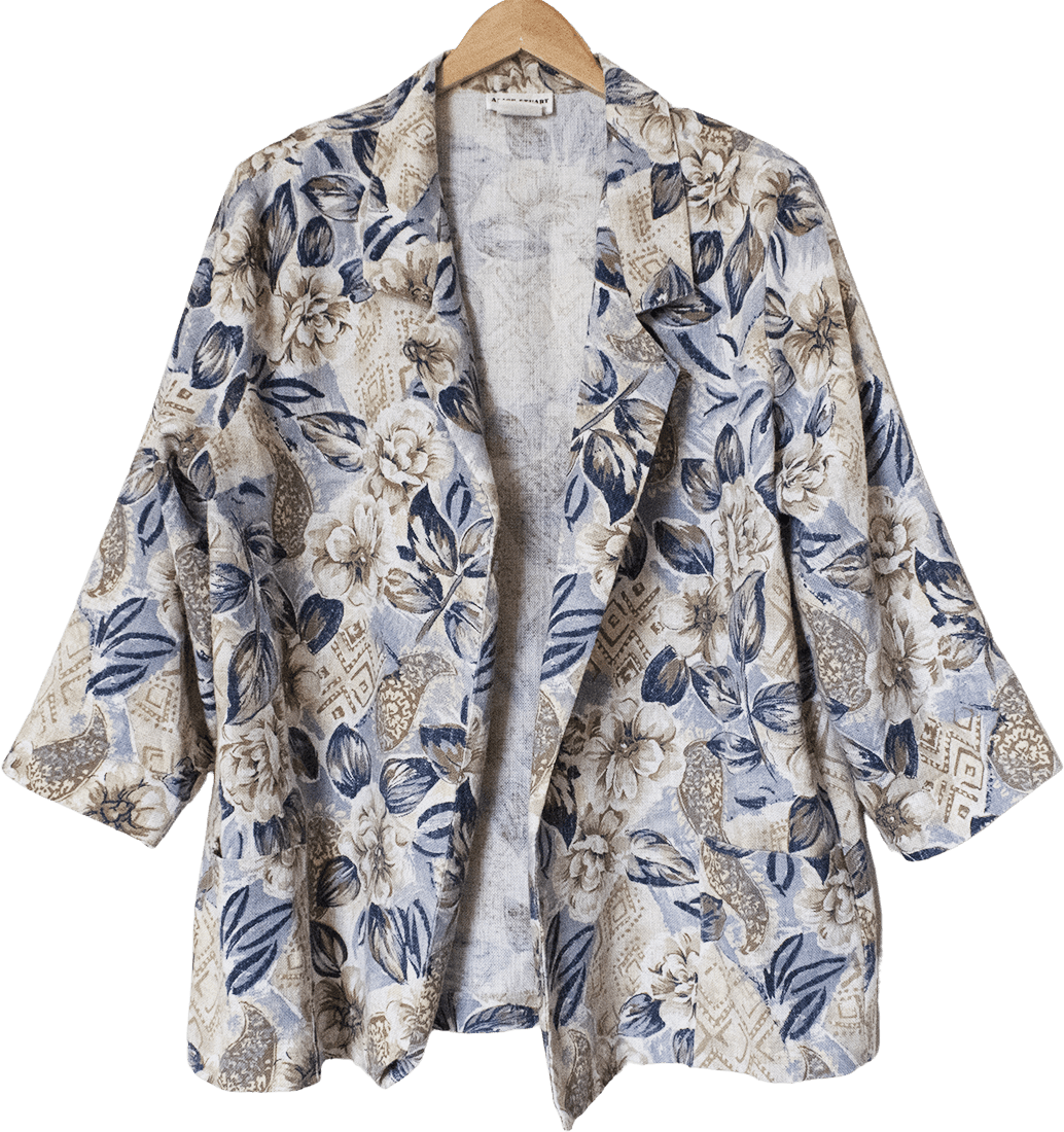 Vintage 80’s Beige Floral Mixed Print No Button Blazer by Alice Stuart ...