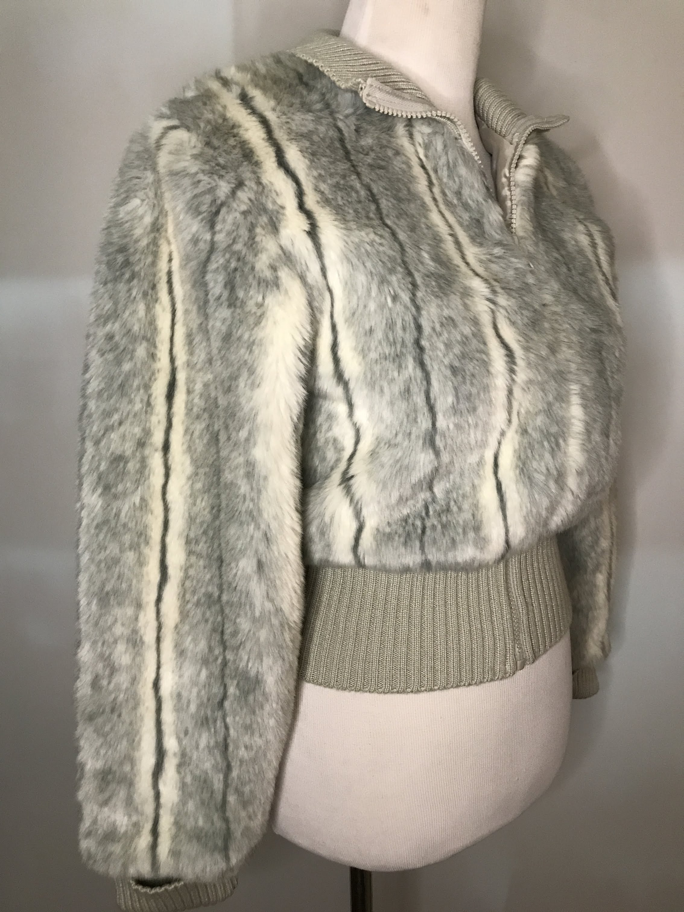 Vintage 90s/00s Faux Fur Rave Shorty Cropped Bomber Jacket By Rave ...