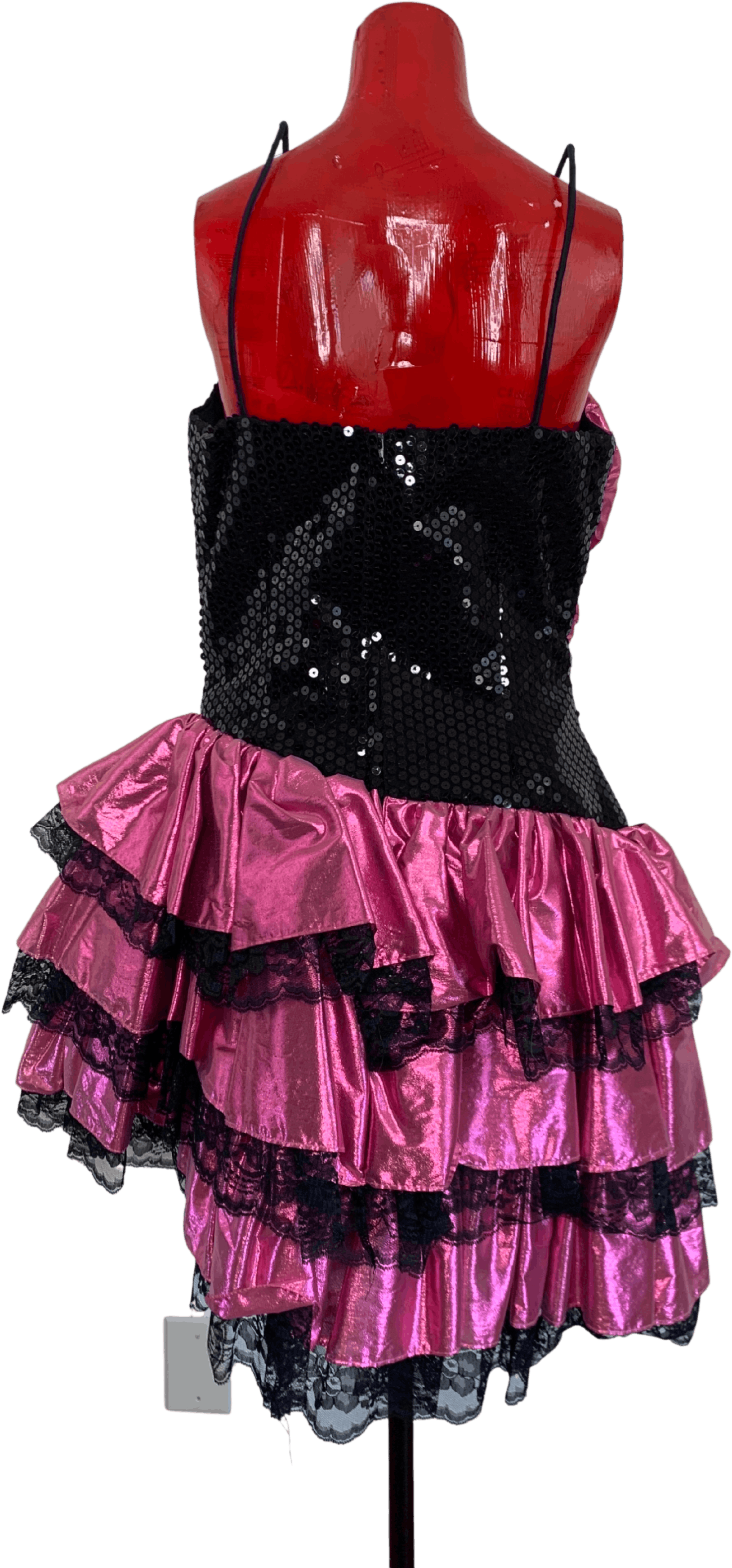 Vintage 80's Metallic Pink Sweetheart Neck Ruffle Skirt Dress | Shop ...