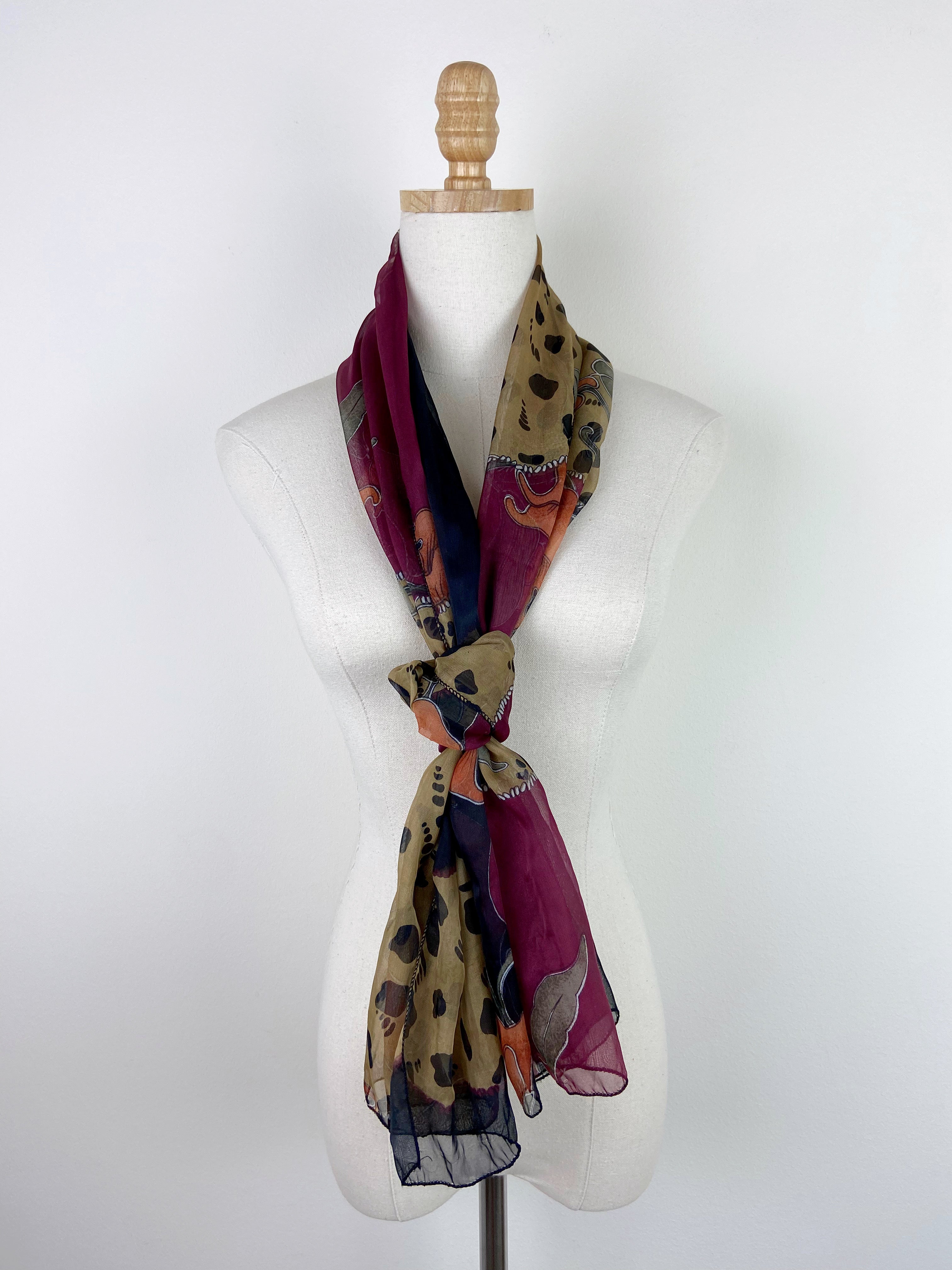 80s/90s Vintage Leopard Print And Lilies Floral Scarf | Shop THRILLING