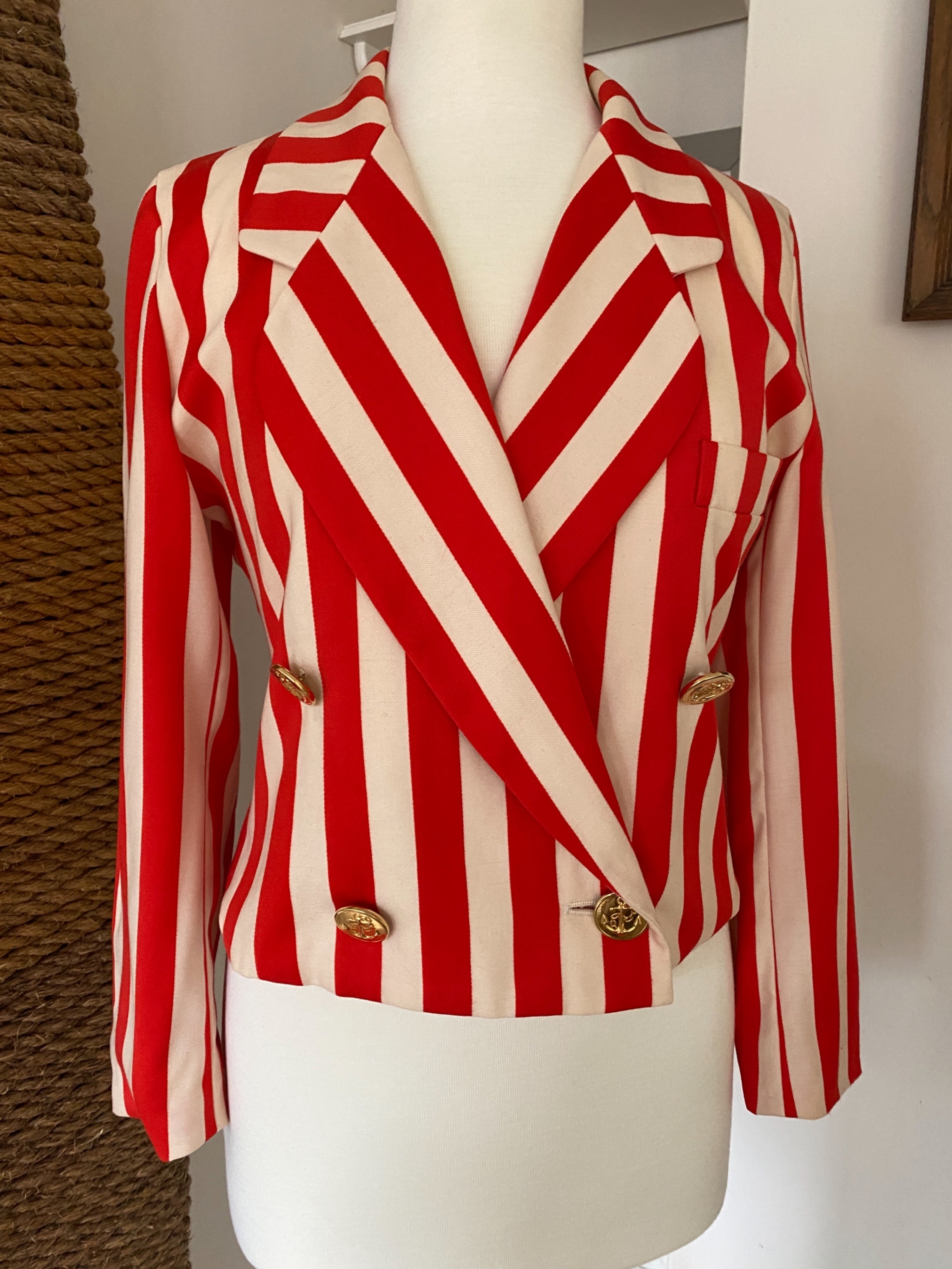 Vintage Escada 80's Striped Nautical Blazer by Escada | Shop THRILLING