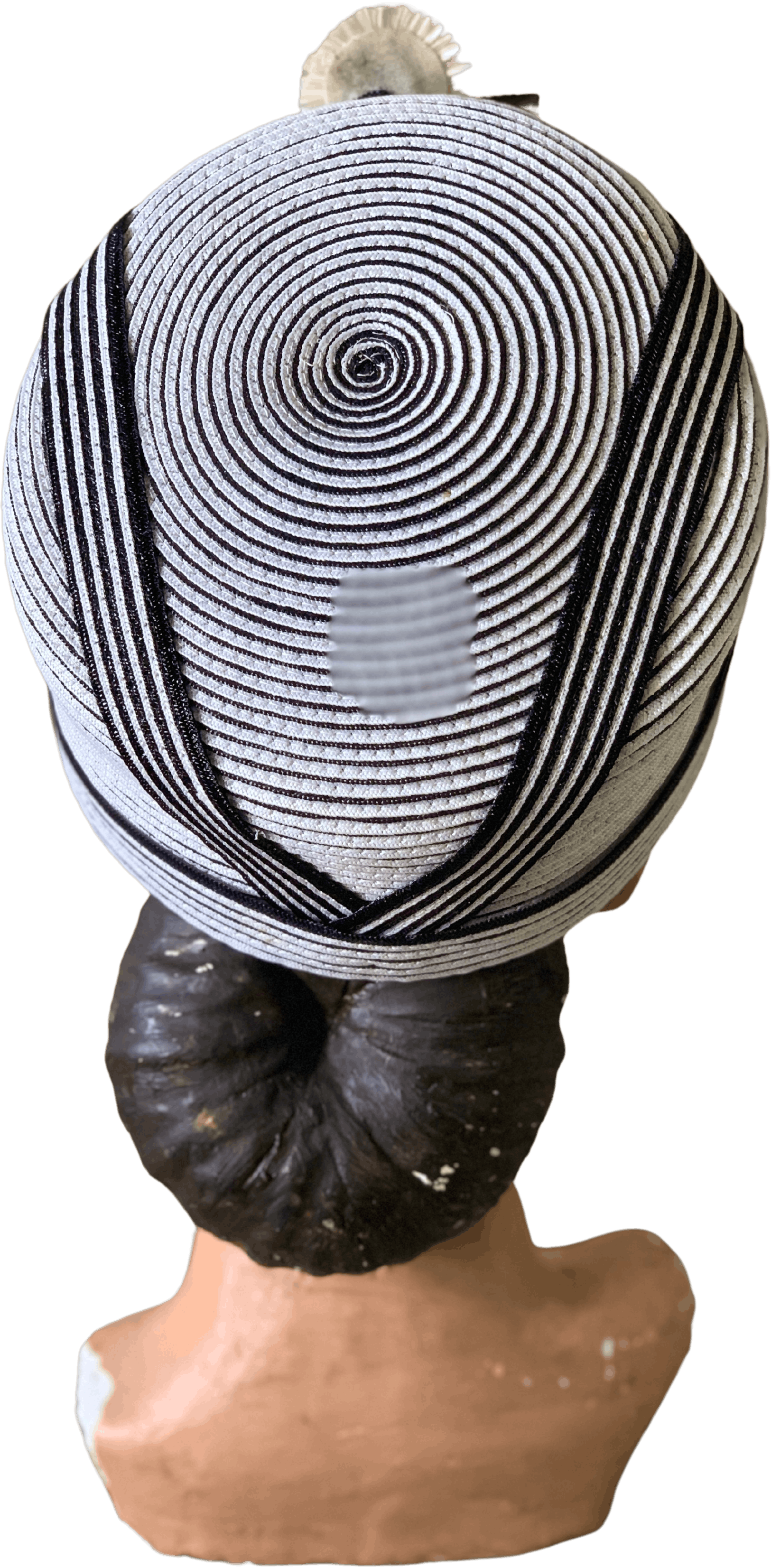 Vintage 60's Daisy Detail Black and White Woven Cap by Jack Mcconnell ...