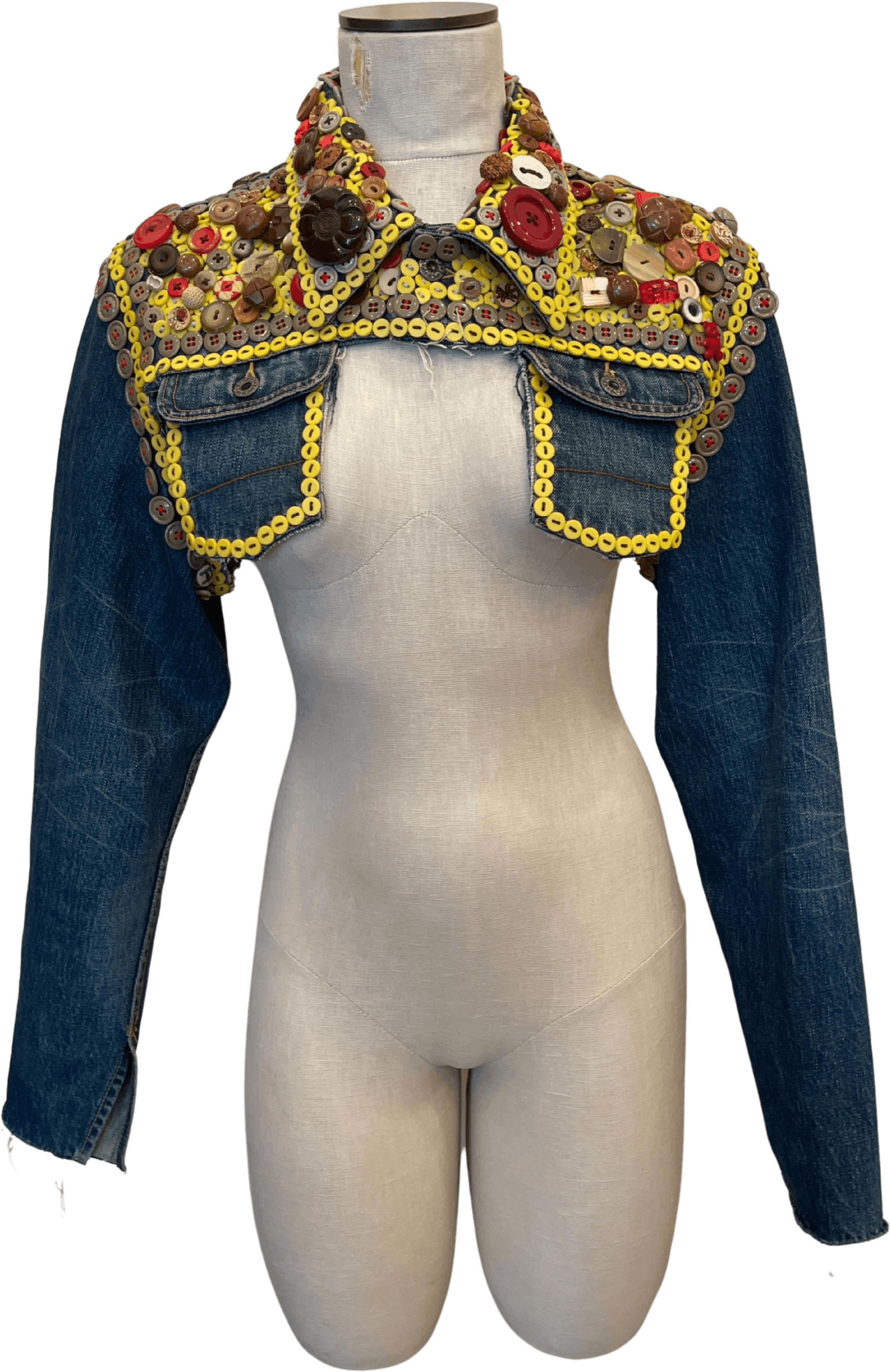 Vintage Incredible Custom Button Cropped Denim Jacket | Shop THRILLING