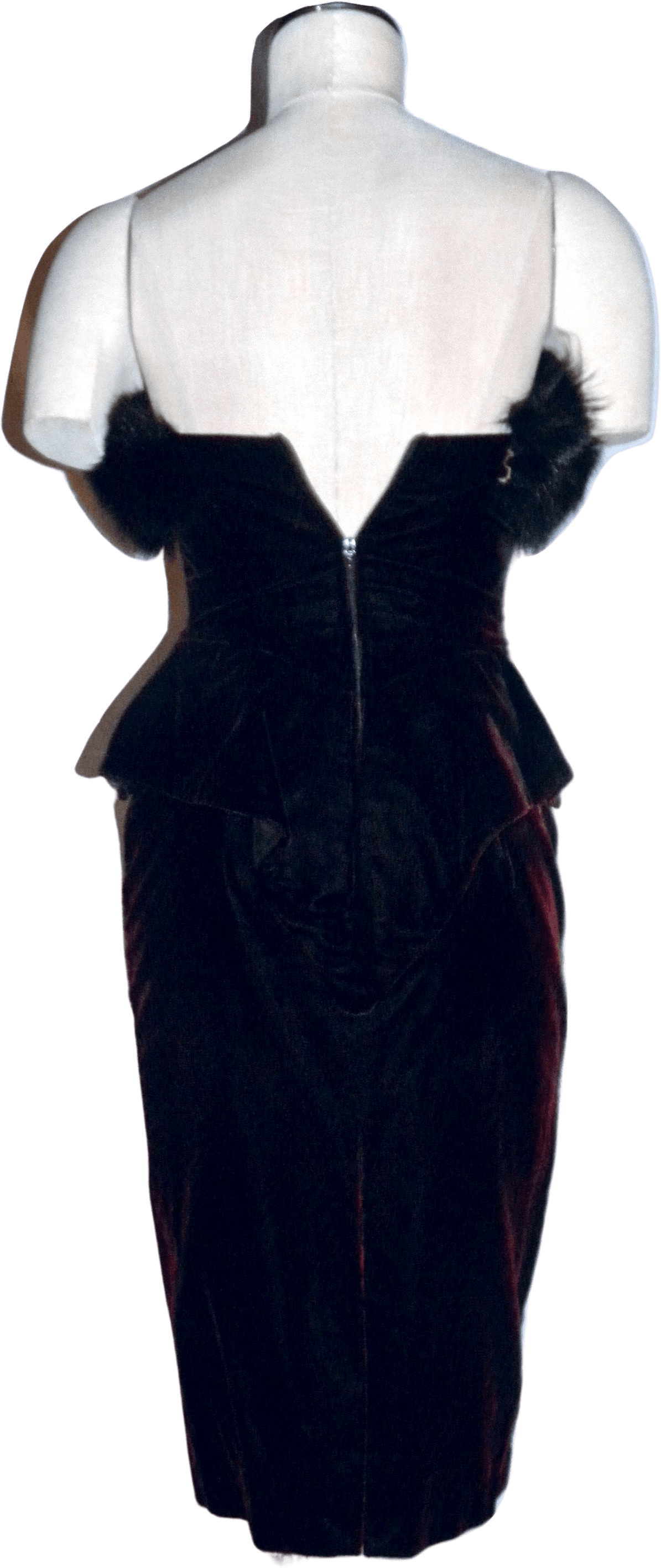 Vintage 80's Velvet Wiggle Dress with Faux Fur Trim by Karen Okada ...