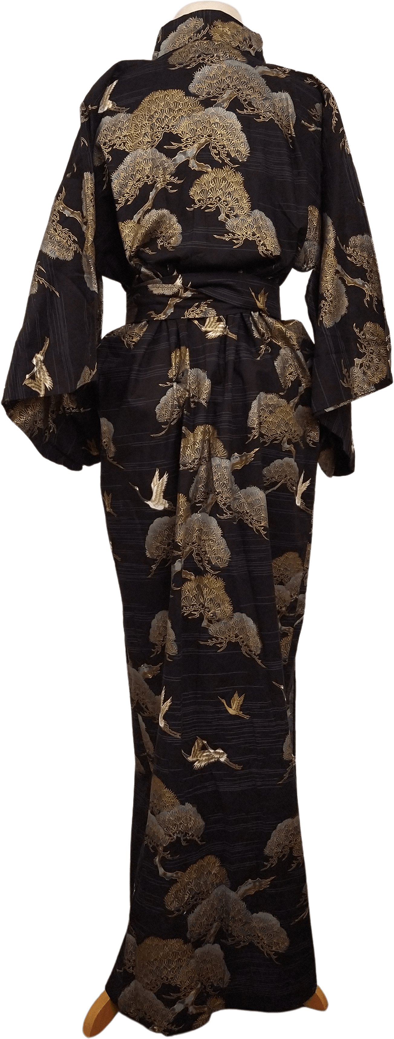 Vintage Japanese Black and Gold Crane Robe by Sakurai Shoji | Shop ...