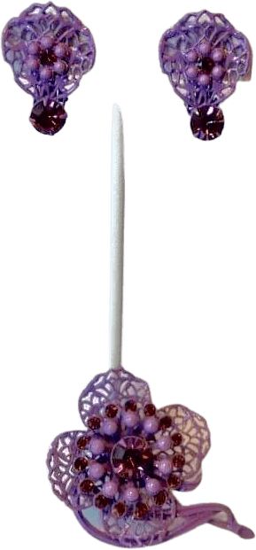 Vintage Purple Pin and Earrings Set | Shop THRILLING