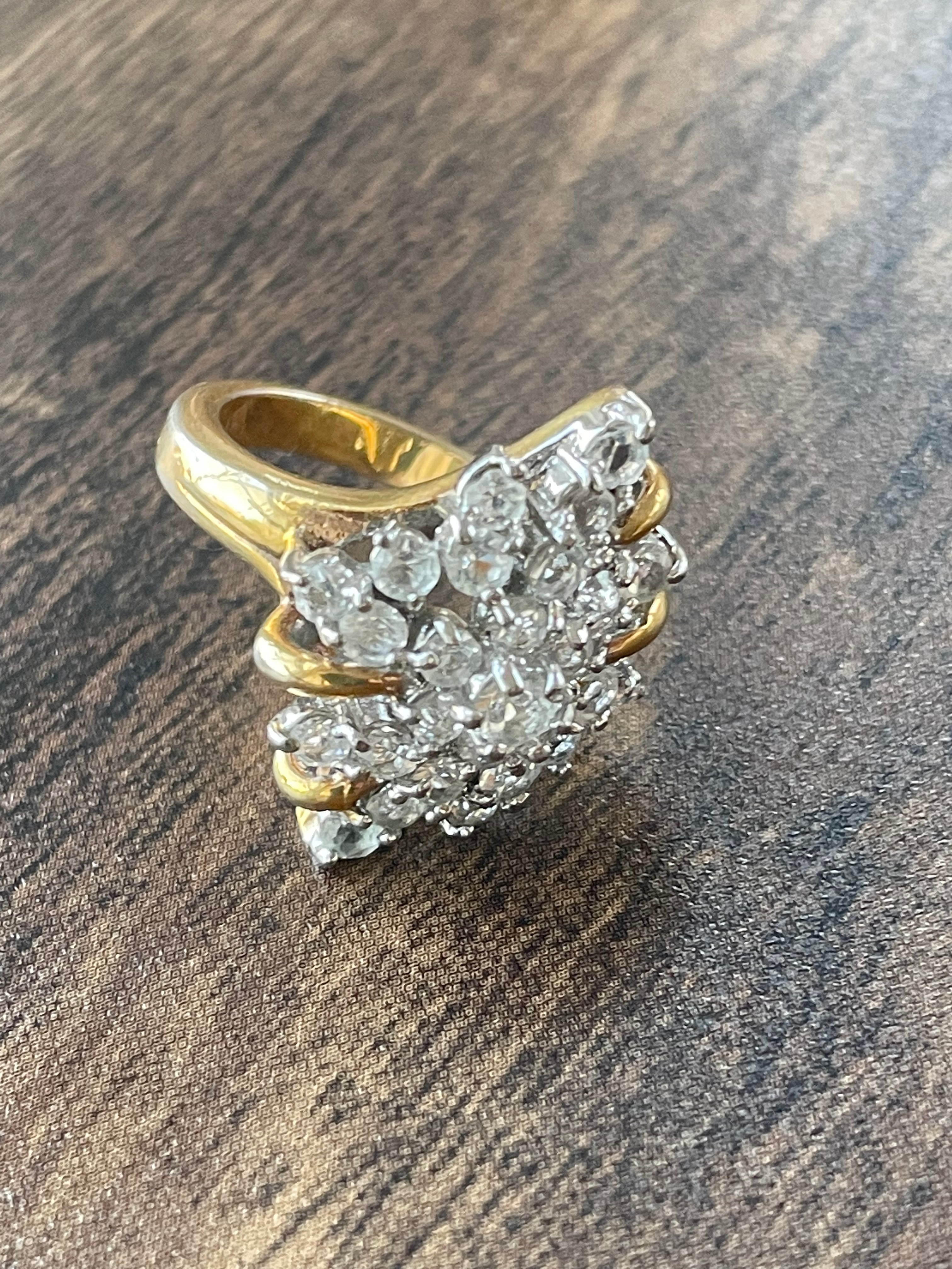 Vintage 80s 18k Electro Gold Plated Cz Cocktail Ring | Shop THRILLING