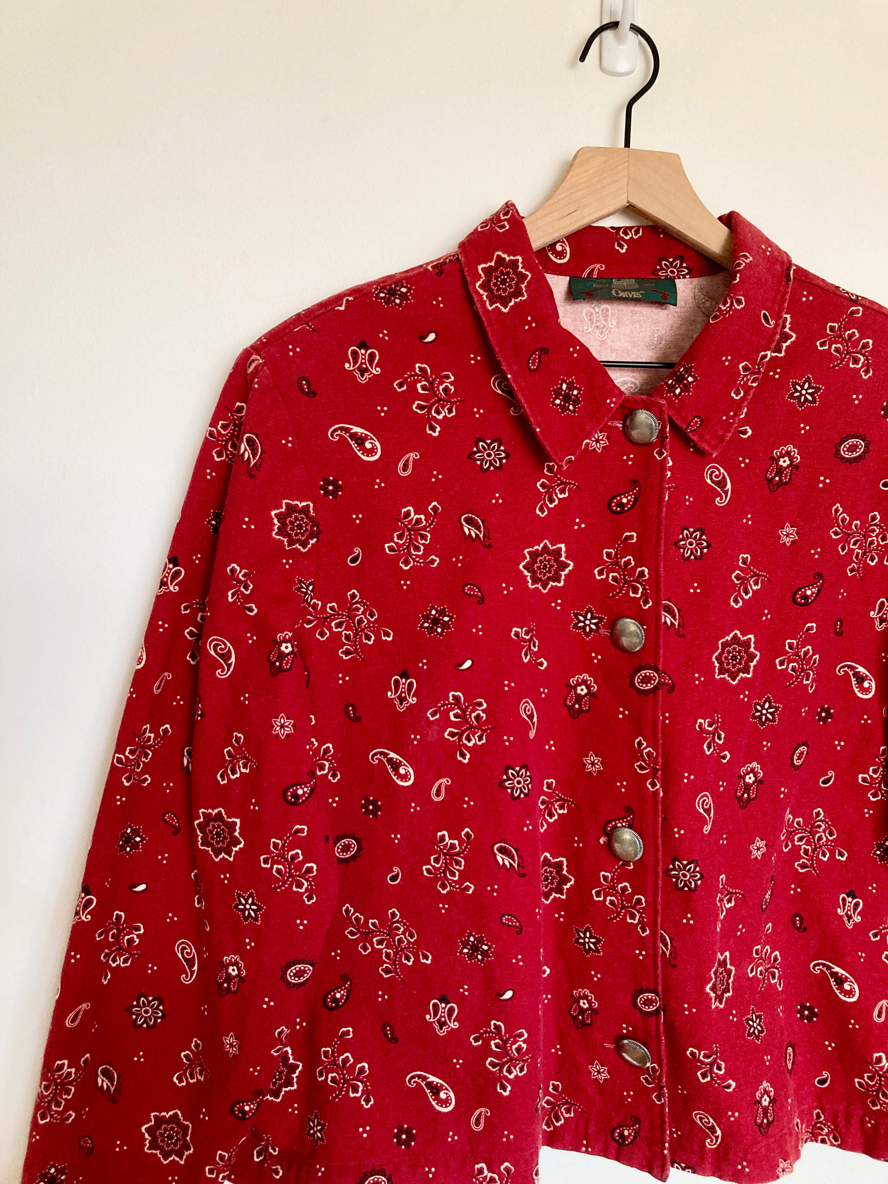 Vintage 90s Red Bandana Print Lightweight Canvas Jacket By Orvis | Shop ...