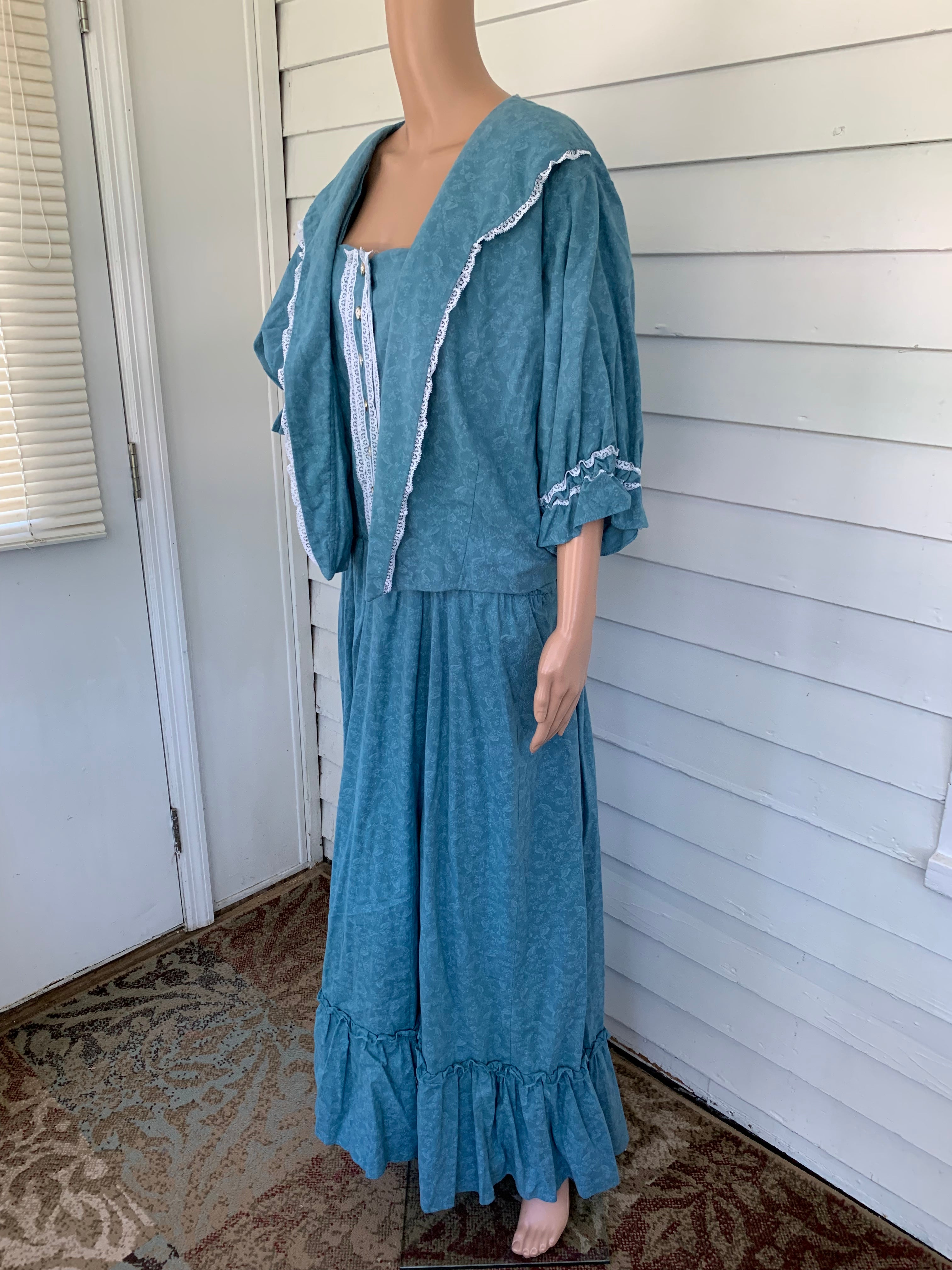 Vintage 70s Blue Prairie Dress Homesteader Western | Shop THRILLING