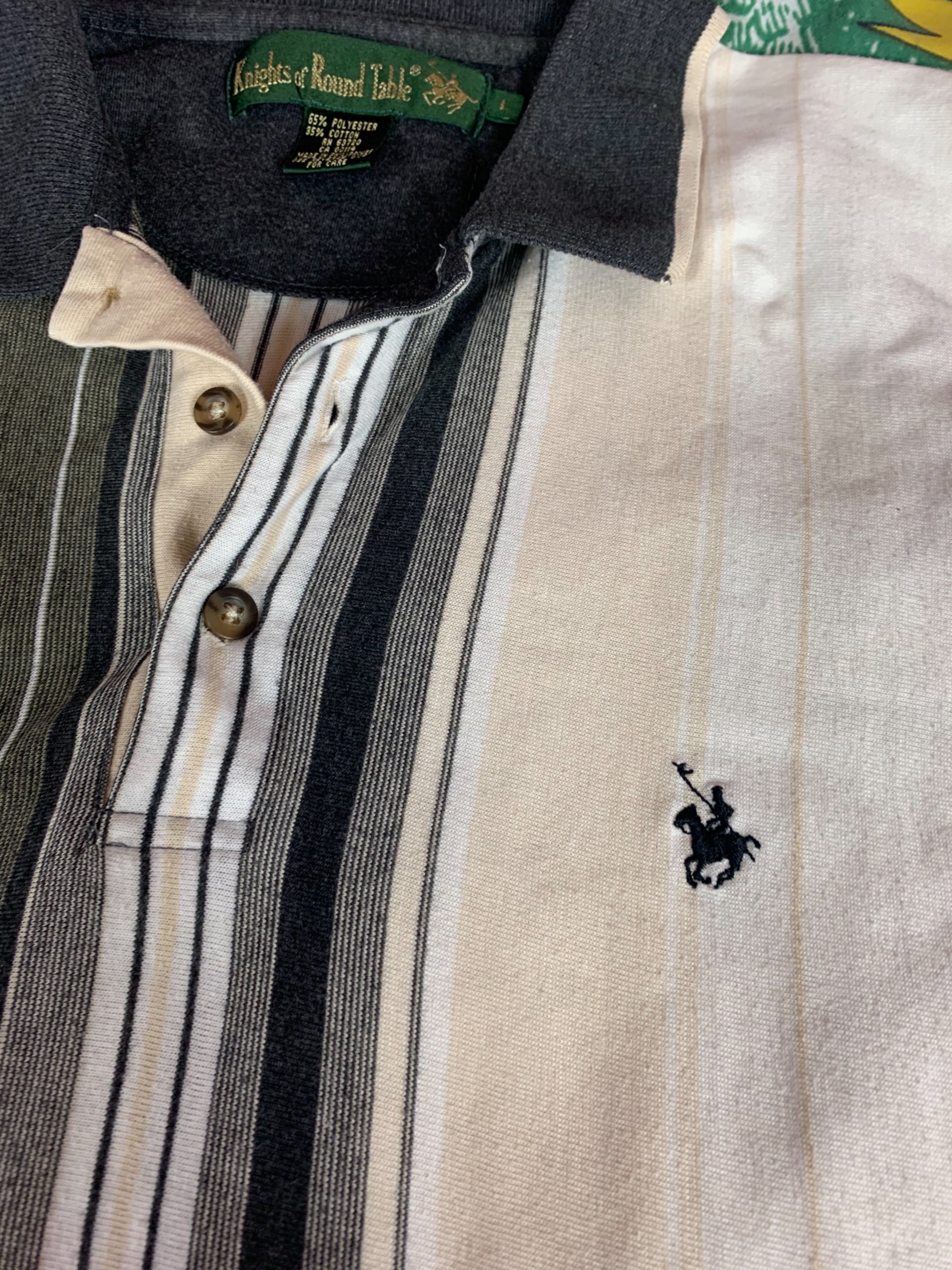 Vintage 90’s Mens Vertical Stripe Polo Shirt by Knights Of The Round ...