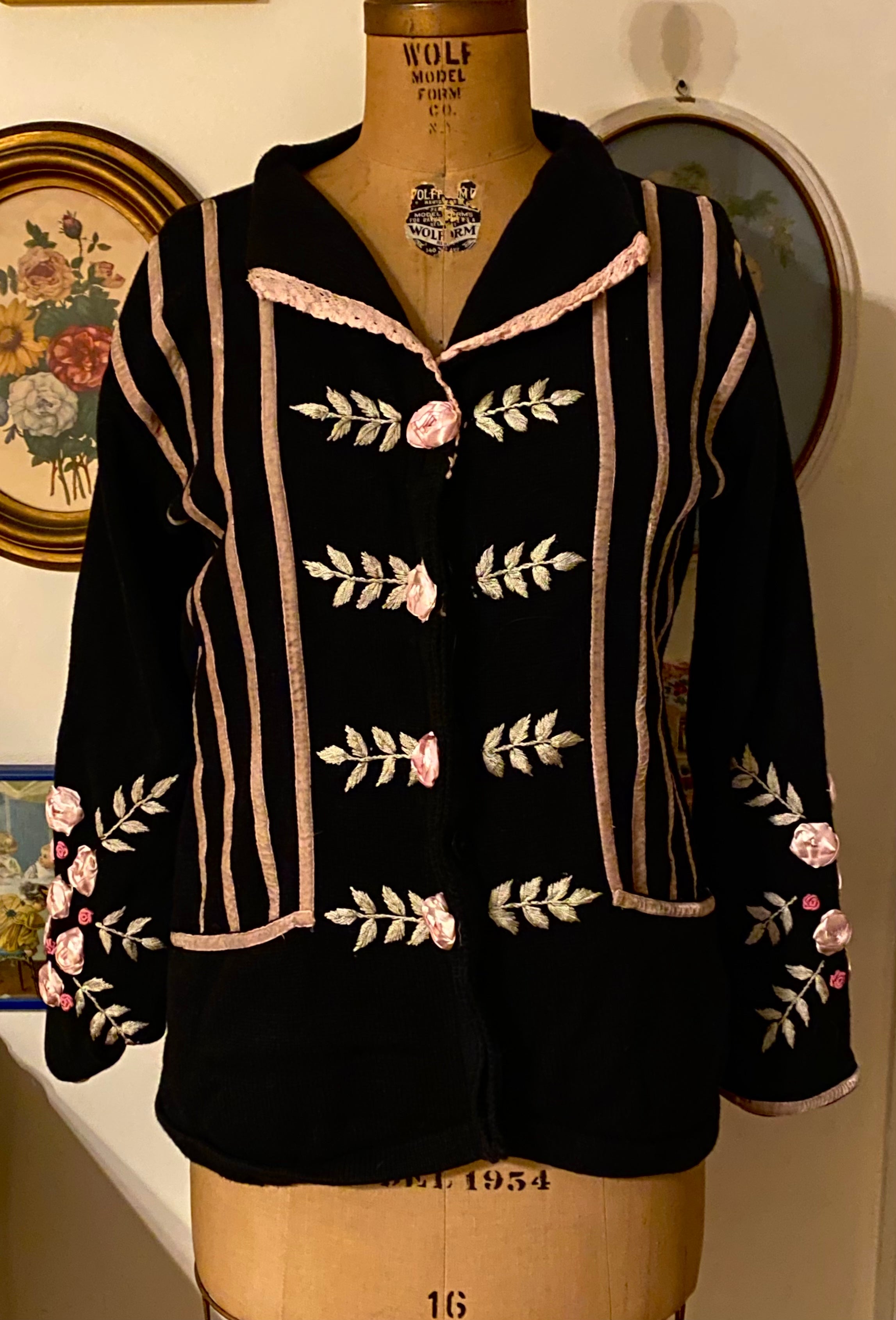 Vintage 90s/00s Vtg Home Shopping Network Black Pink Rose Cardigan By ...