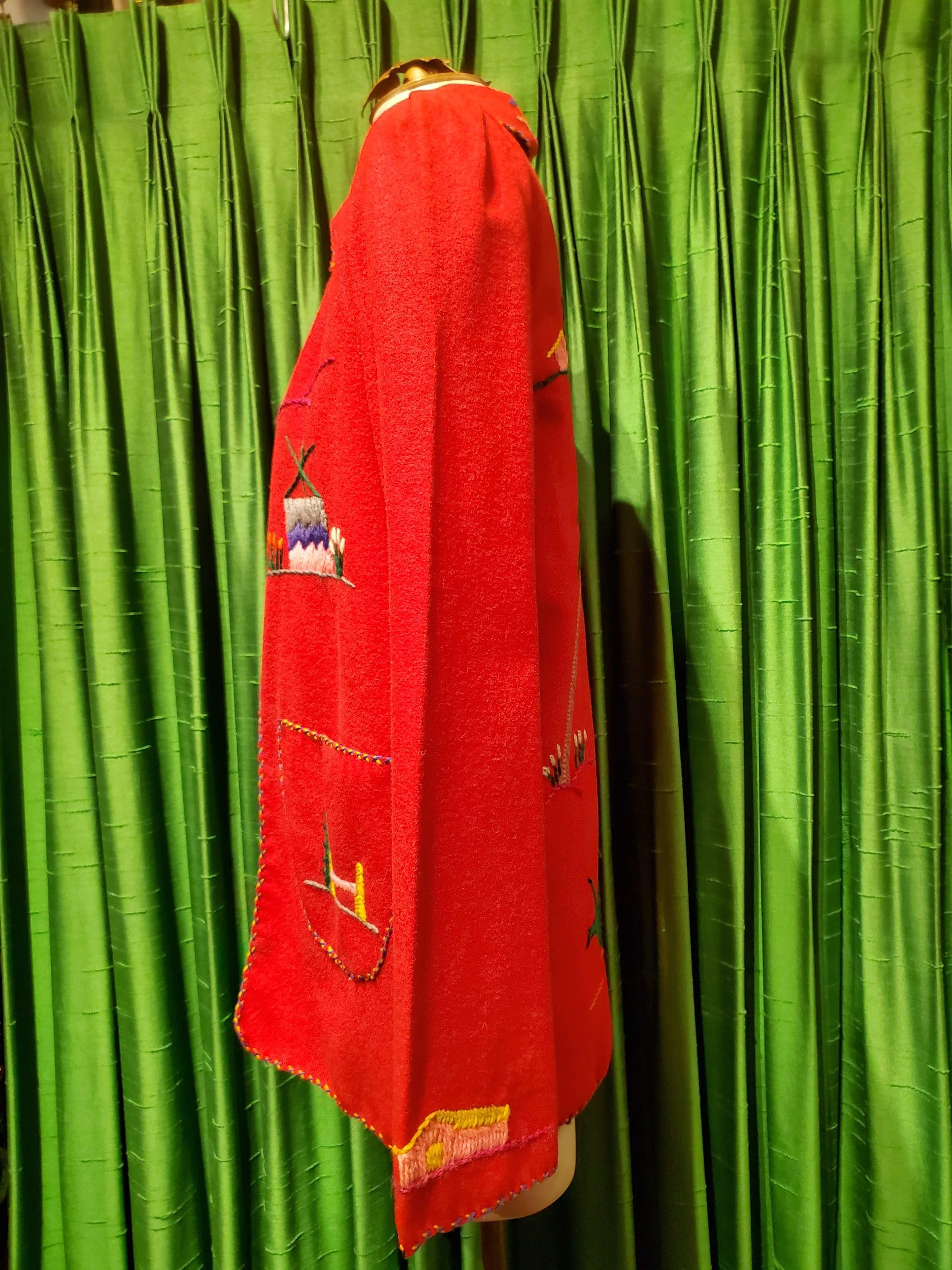 Vintage Red Mexican Embroidered Tourist Jacket by Mike's Mgf. | Shop ...