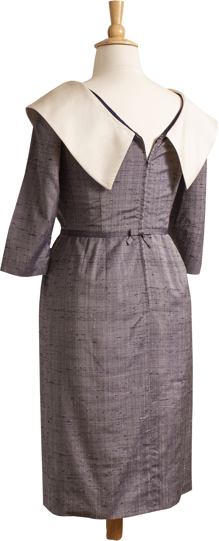 Vintage 60's Gray Wiggle Dress with Large White Collar | Shop THRILLING