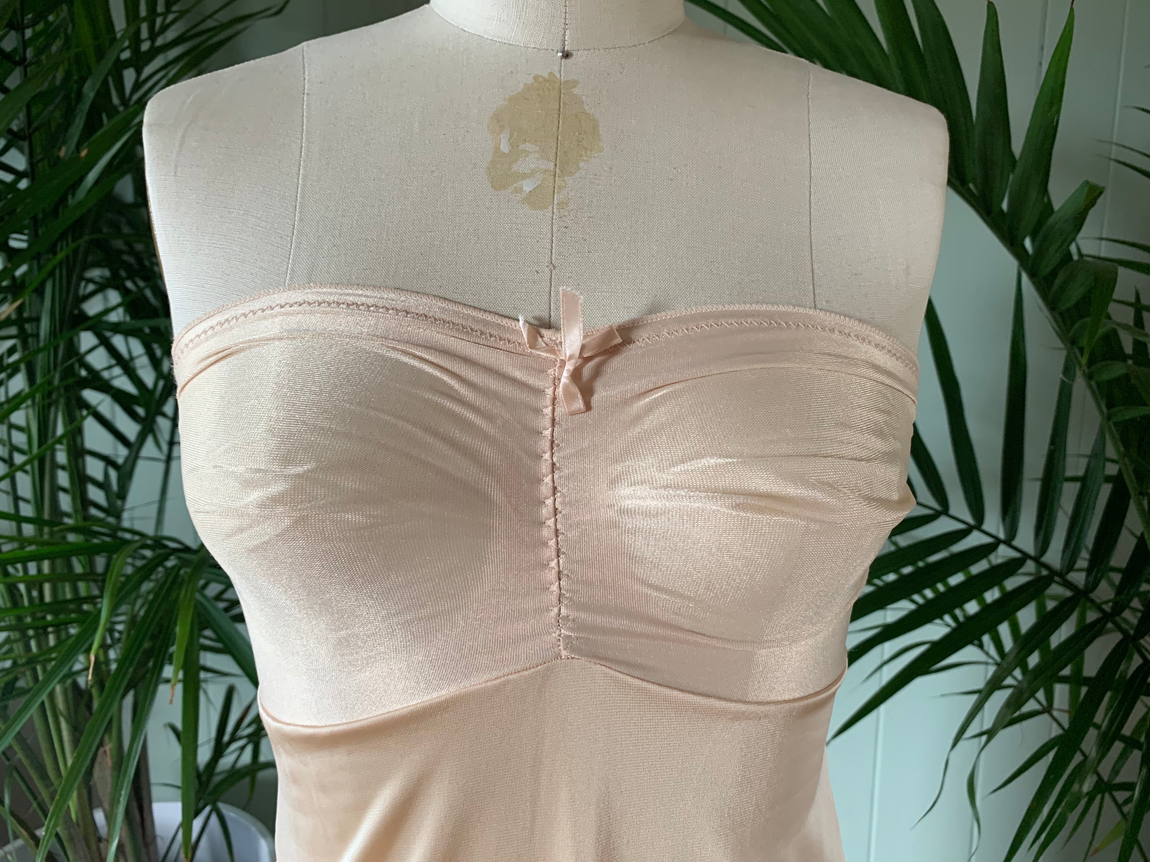 Vintage 70s Beige Strapless Spandex Bra Nylon Slip 36 Tall By Warners ...