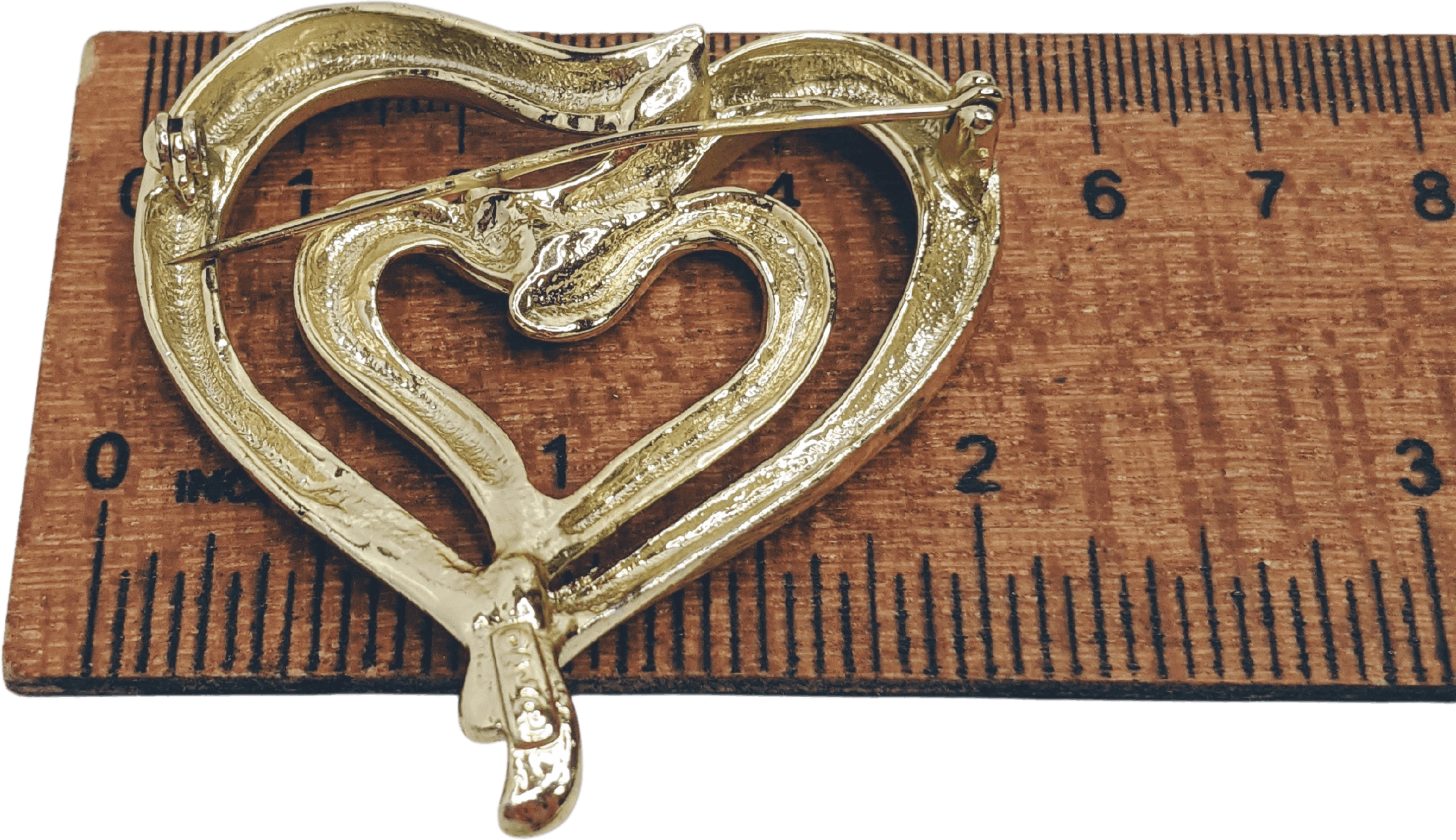 Vintage 90’s Gold Double Heart Outline Brooch | Shop THRILLING