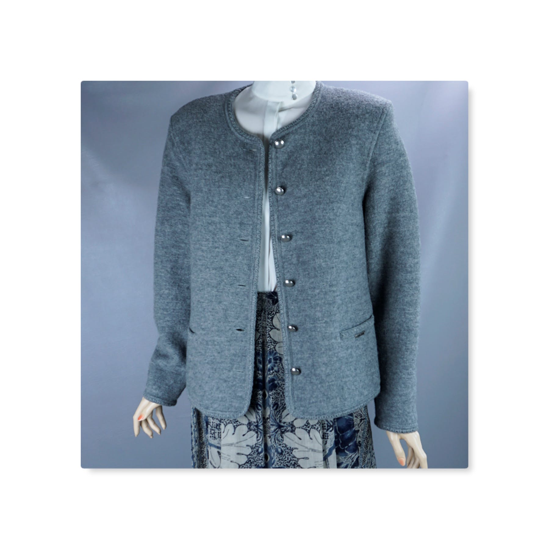 Vintage 90's Gray Boiled Wool Jacket by Geiger | Shop THRILLING
