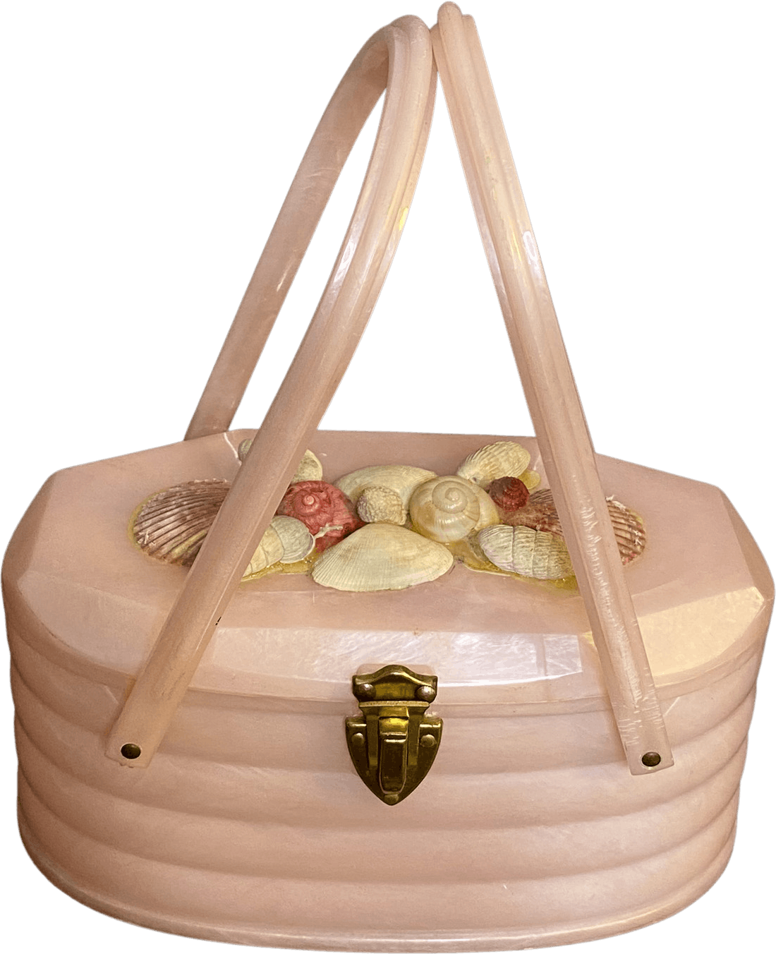 Vintage 50's Pink Plastic Box Purse with Sea Shells | Shop THRILLING