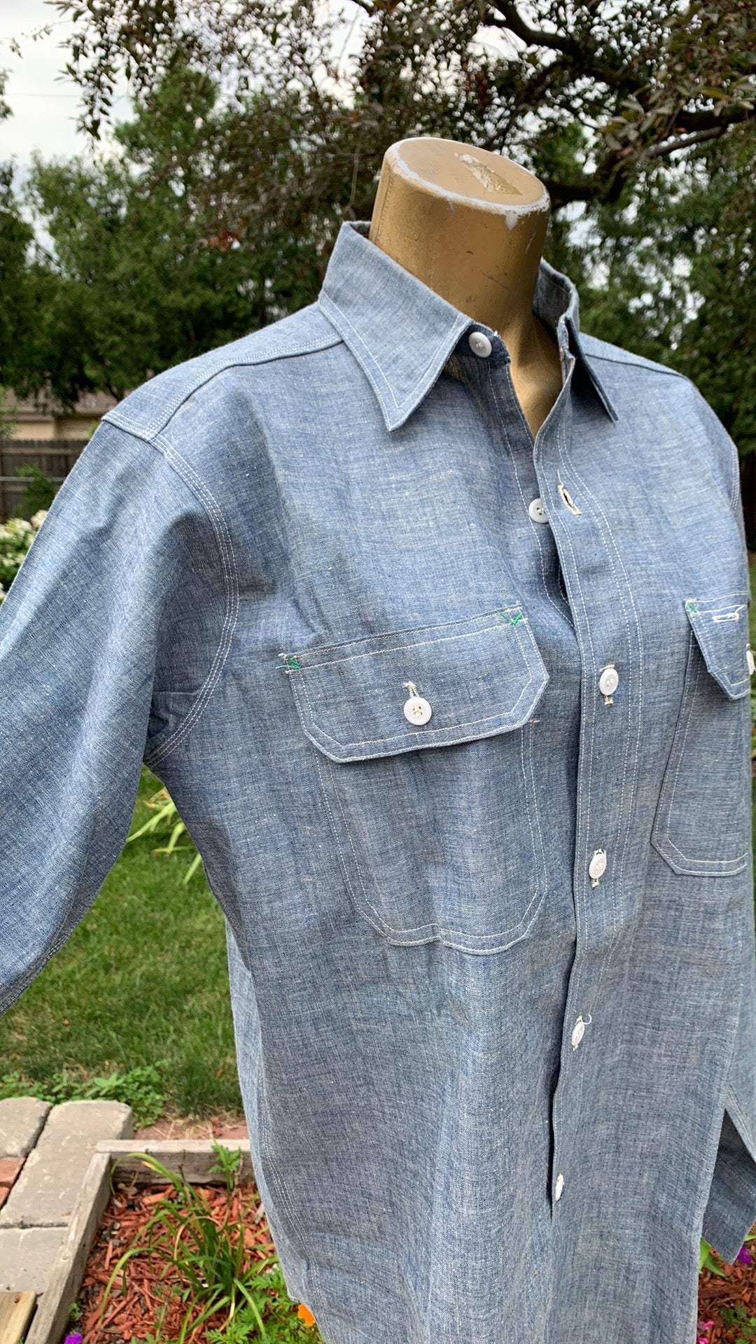 Vintage 60s/70s Chambray Work Shirt Sanfordized 100% Cotton By King ...