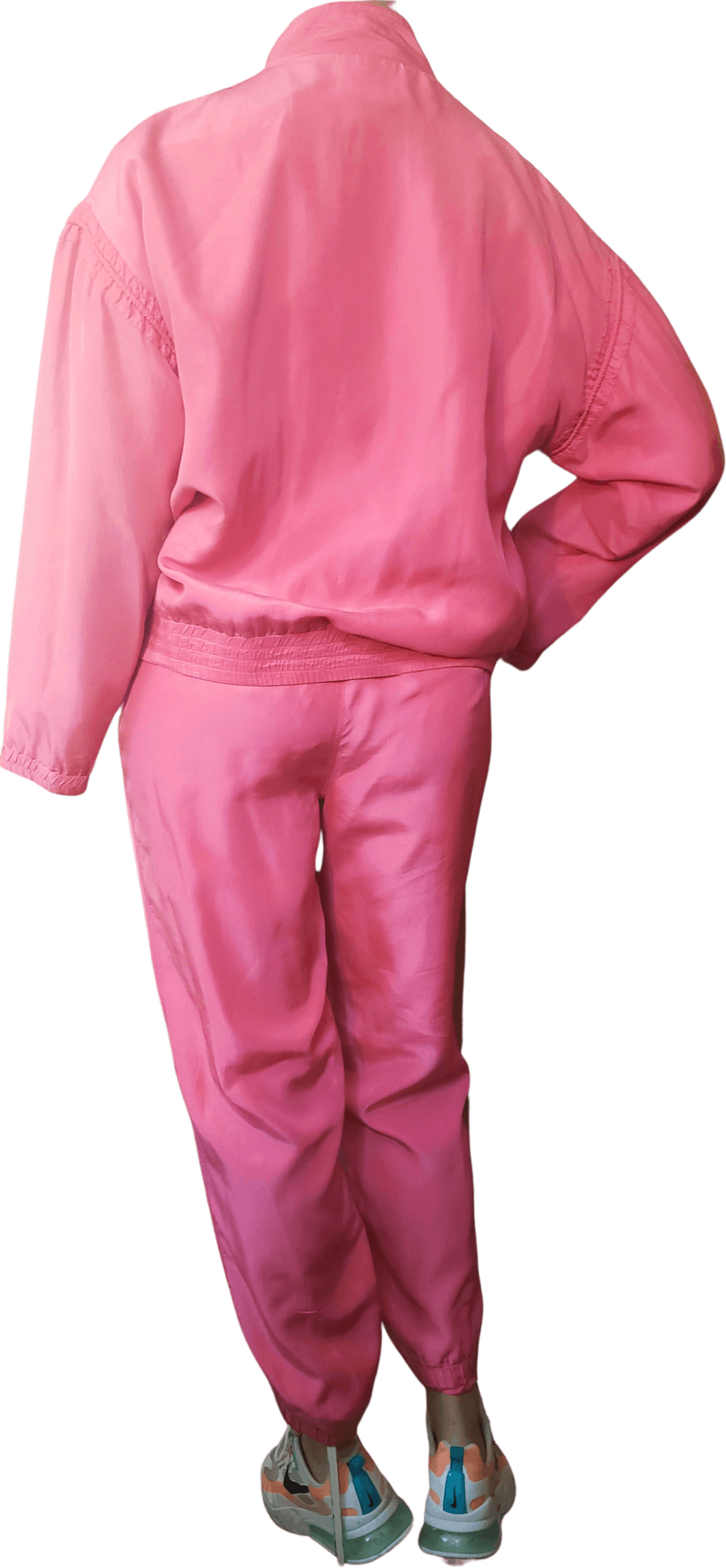 Vintage 80's Millennial Pink Silk Tracksuit | Shop THRILLING
