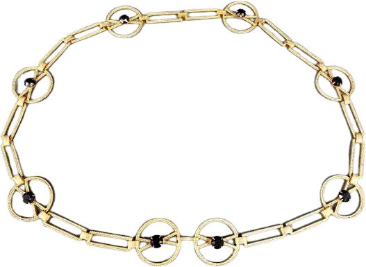70s/80s Vintage Gold Circle Chain Belt Black Rhinestones | Shop THRILLING