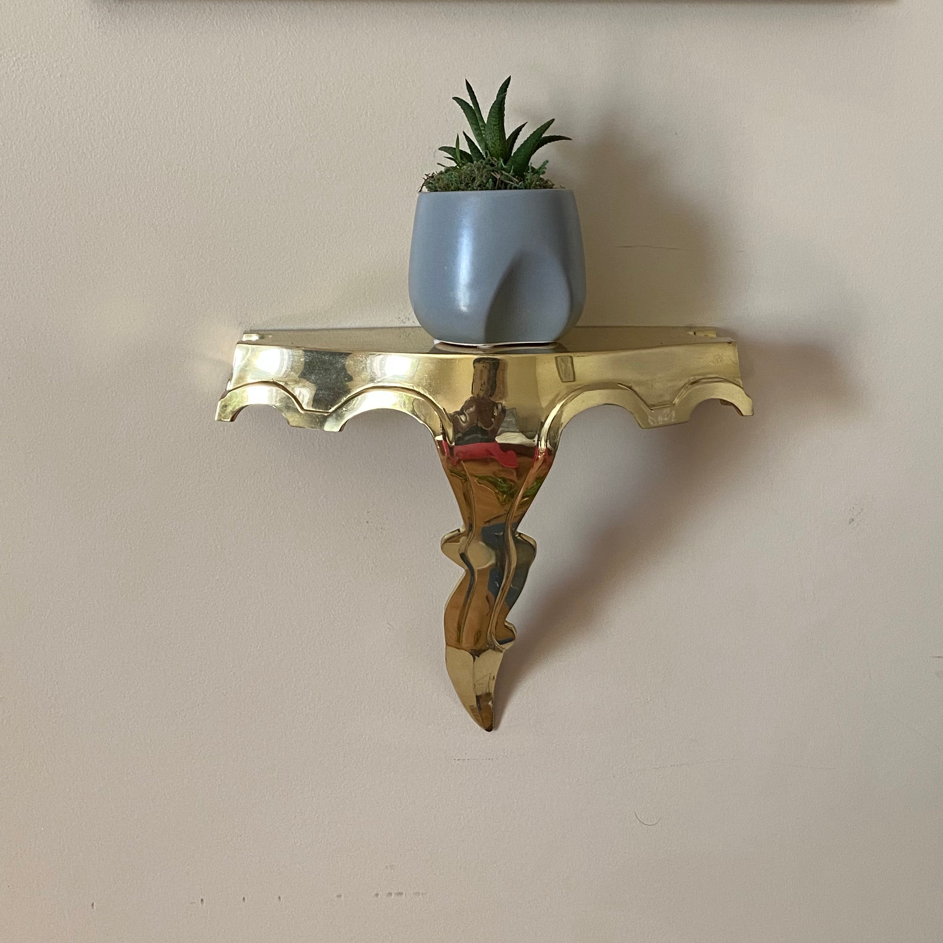 Vintage 80s/90s Solid Brass Avant-garde Wall Shelf | Shop THRILLING