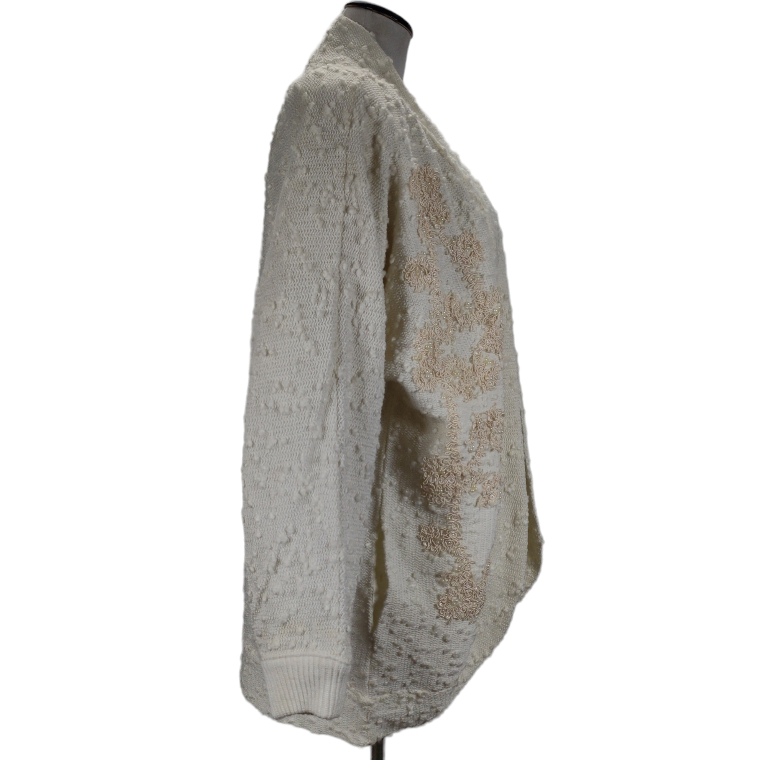 Vintage 80s Ivory Embellished Popcorn Knit Cocoon Jacket By Maglione ...