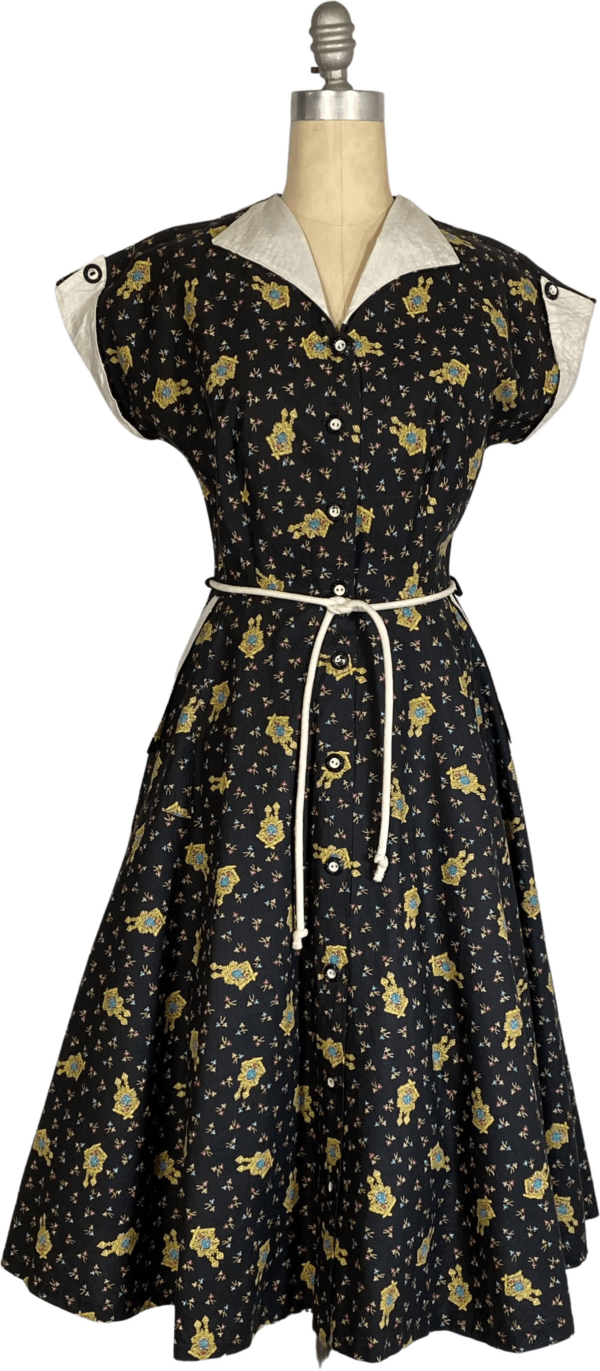 Vintage 50's Cuckoo Clock Print Cotton Frock Dress by Charm Craft ...