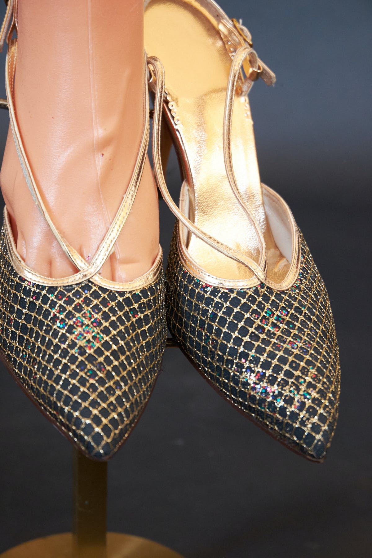 Vintage 60's Black Sparkly Slingback Heels | Shop THRILLING